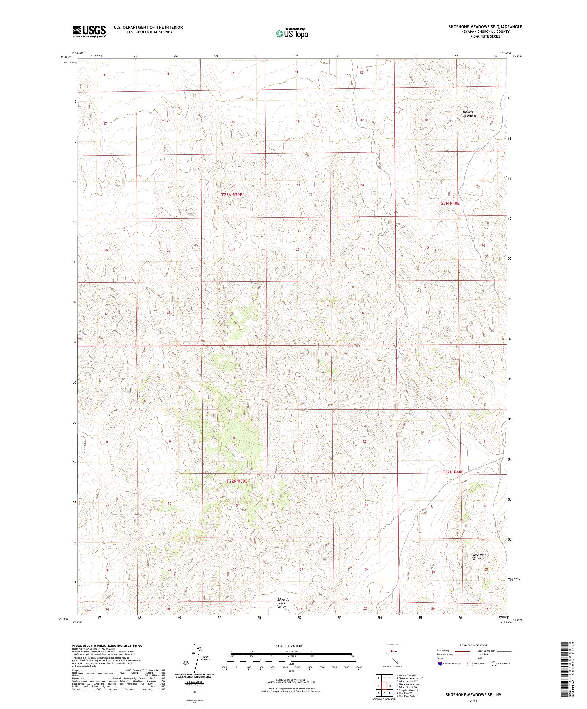 Shoshone Meadows SE Nevada US Topo Map – MyTopo Map Store