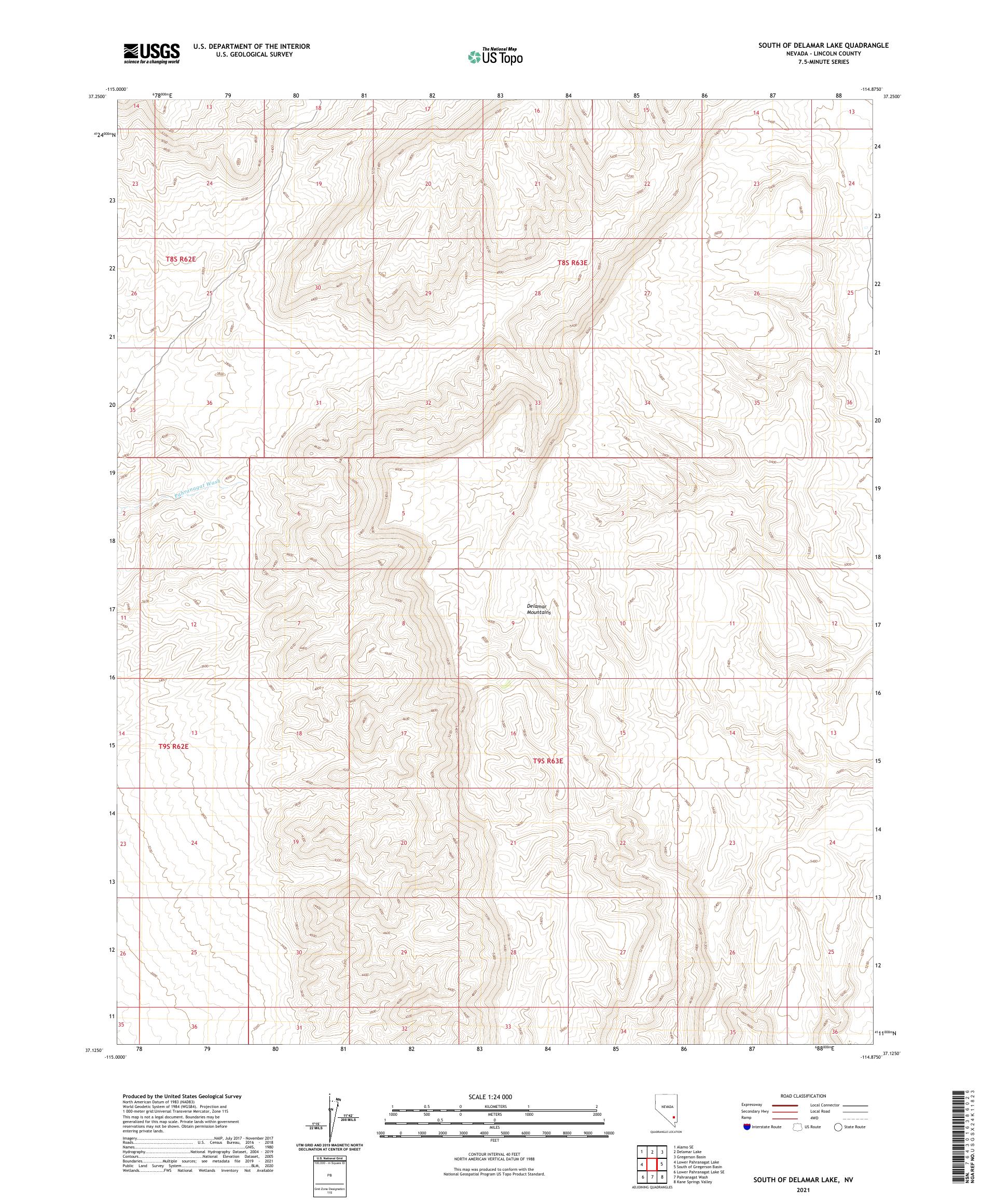 South of Delamar Lake Nevada US Topo Map – MyTopo Map Store