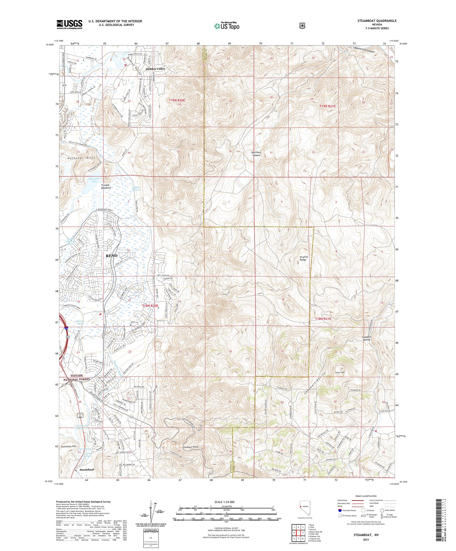 Steamboat Nevada US Topo Map – MyTopo Map Store