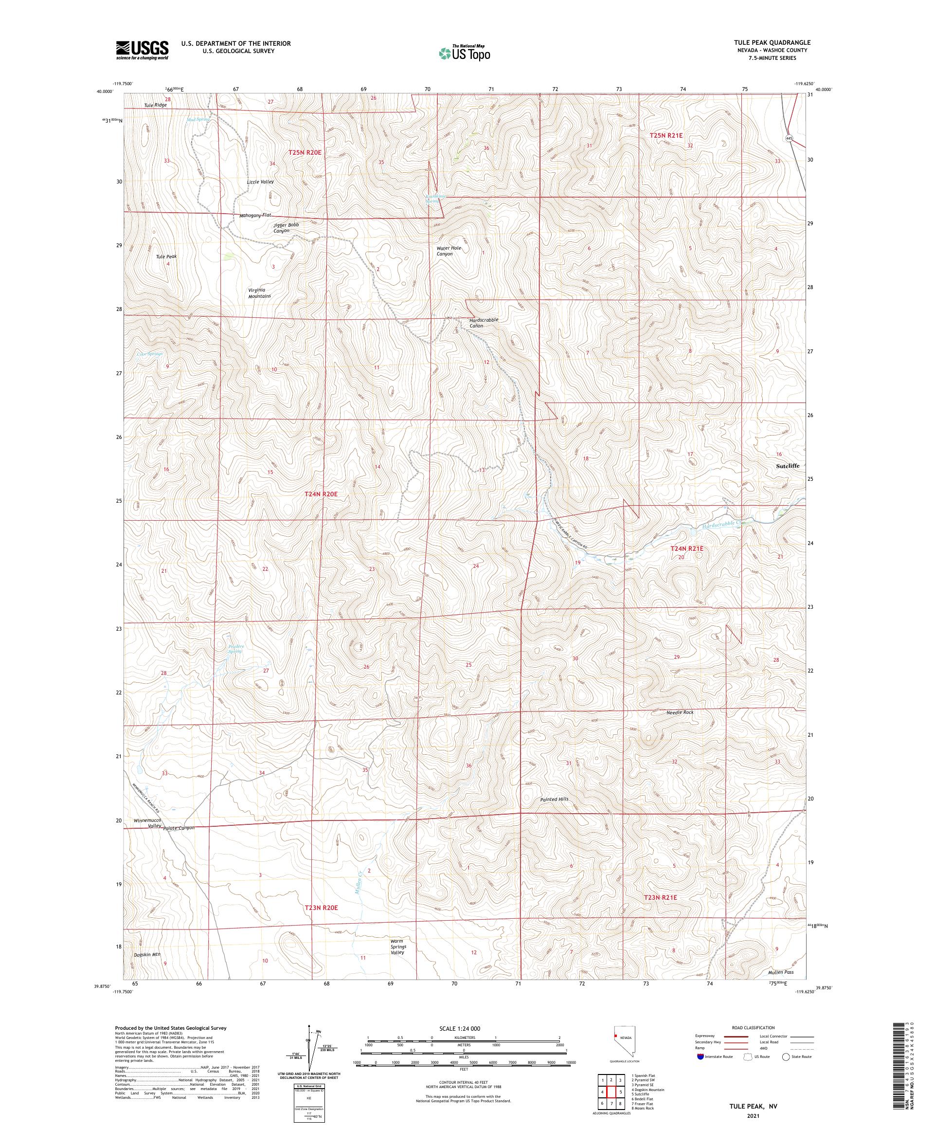 Tule Peak Nevada US Topo Map – MyTopo Map Store