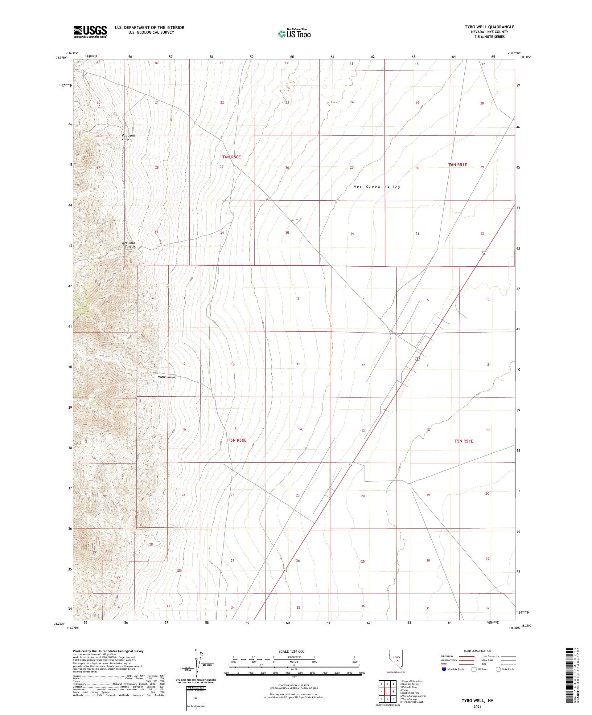 Tybo Well Nevada US Topo Map – MyTopo Map Store