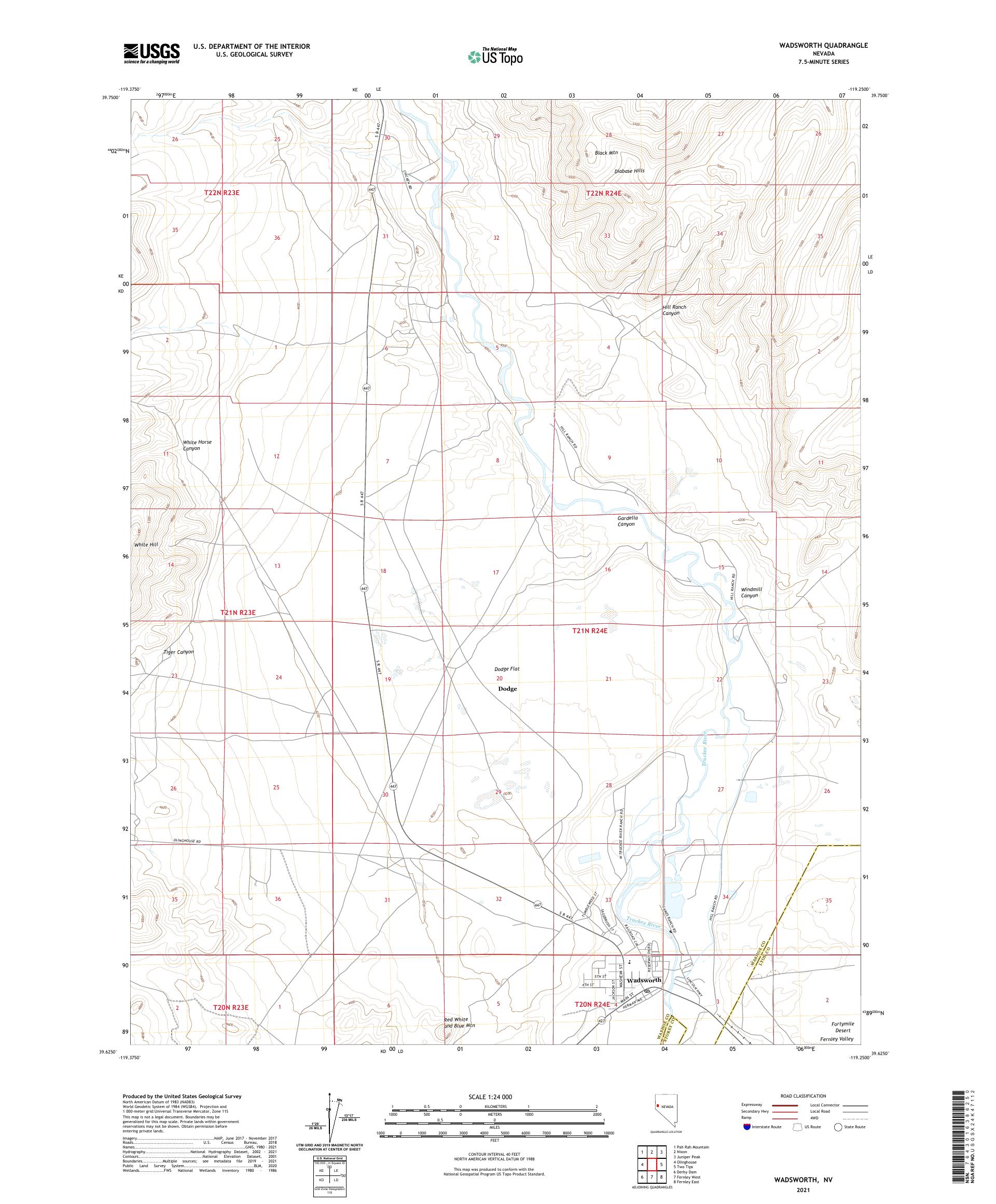 Wadsworth Nevada US Topo Map – MyTopo Map Store
