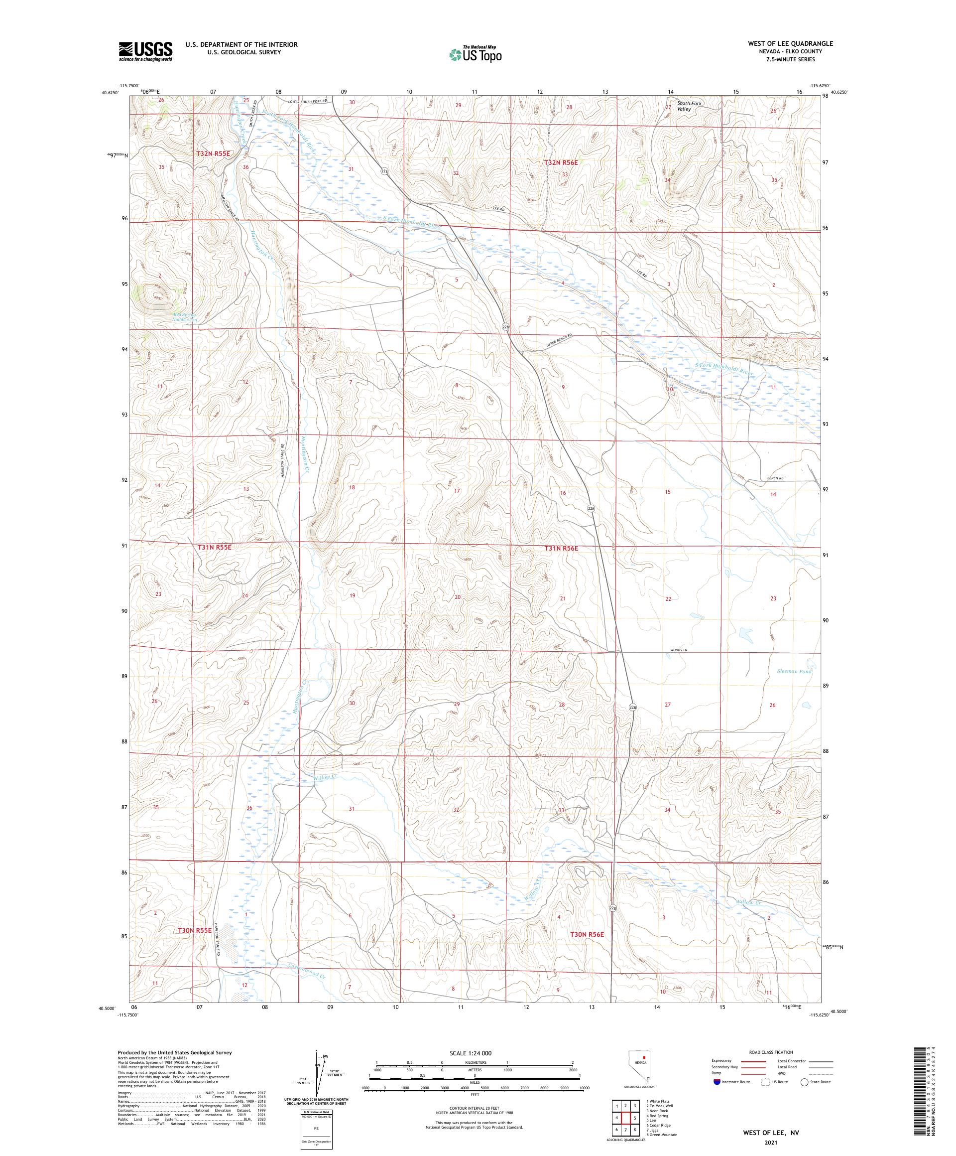 West of Lee Nevada US Topo Map – MyTopo Map Store