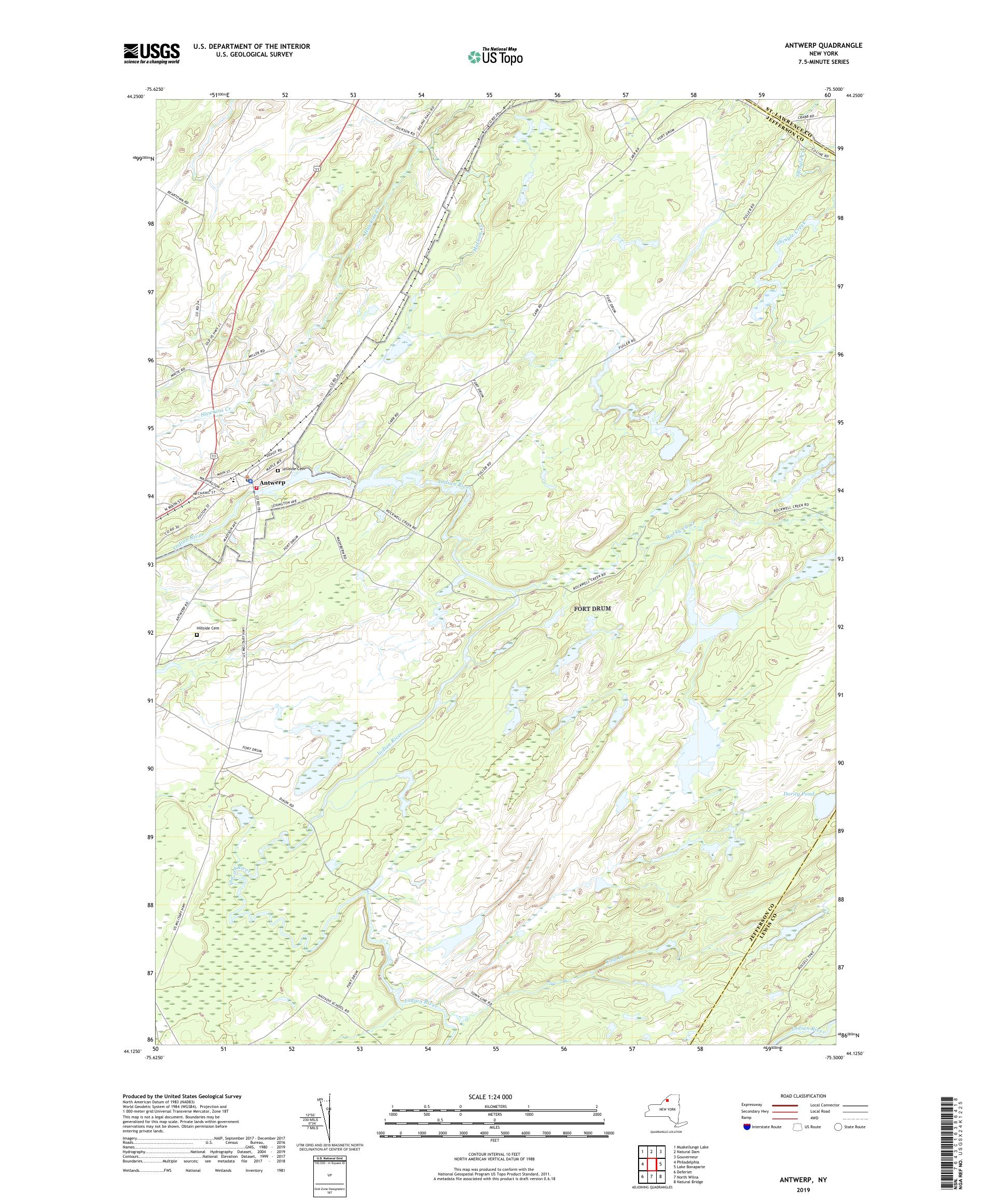 Antwerp New York US Topo Map – MyTopo Map Store