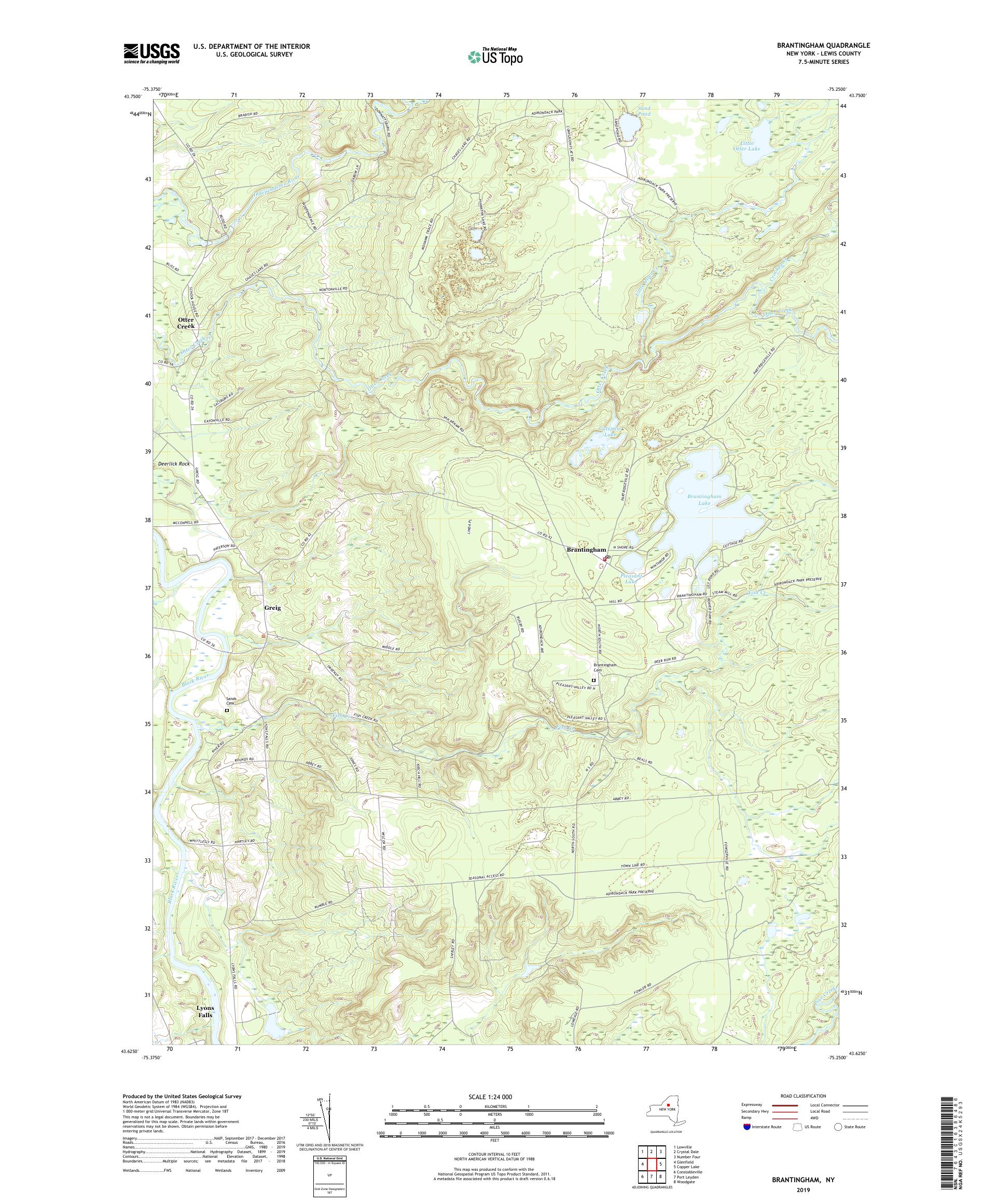 Brantingham New York US Topo Map – MyTopo Map Store