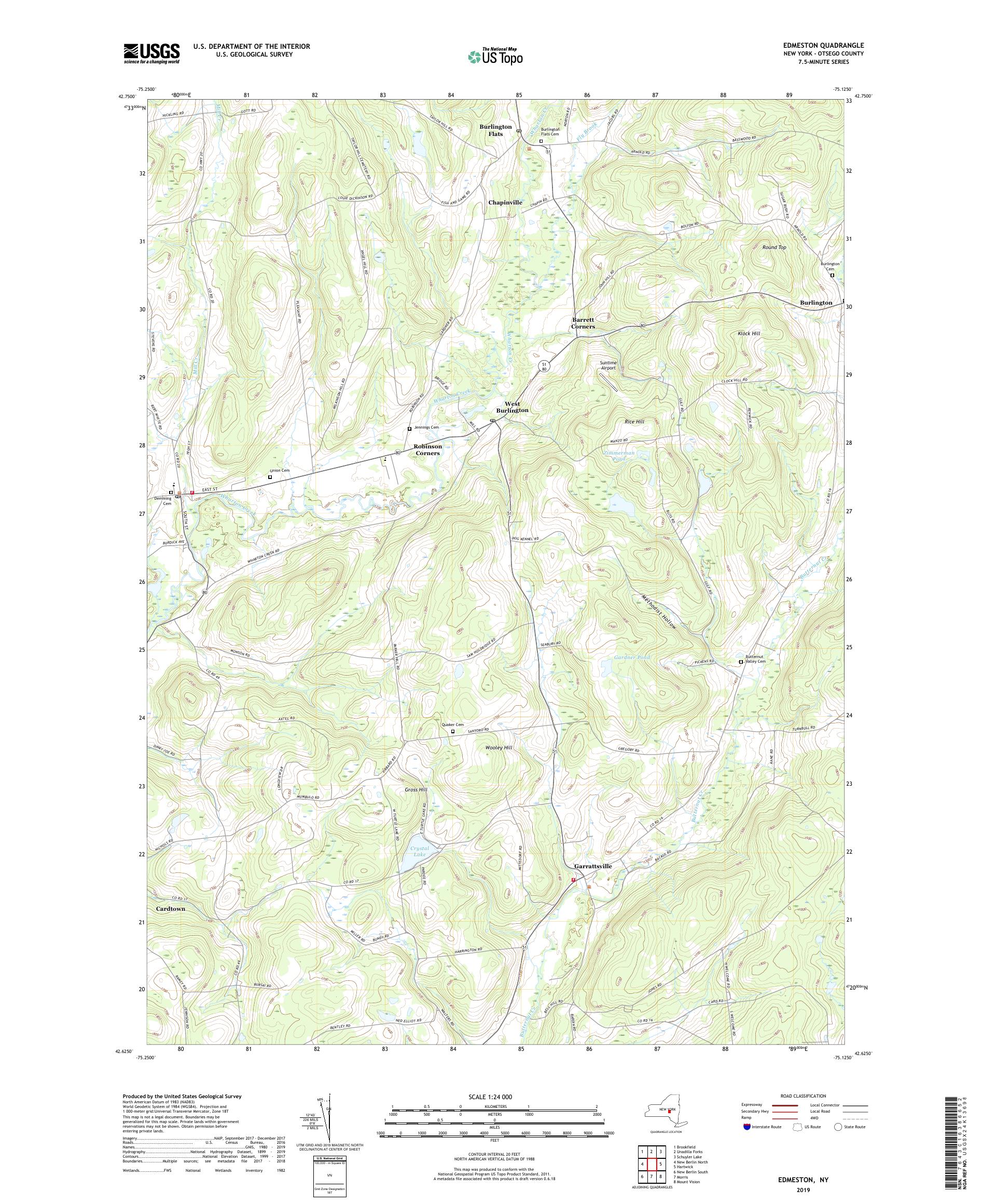 Edmeston New York US Topo Map – MyTopo Map Store