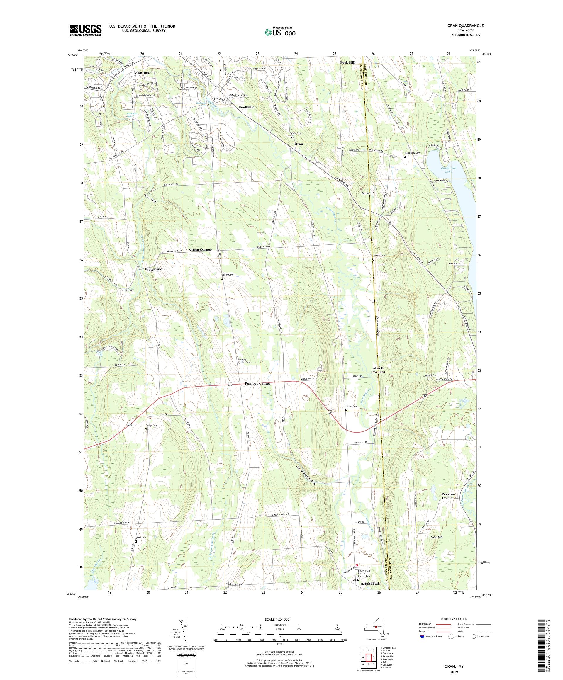 Oran New York US Topo Map – MyTopo Map Store