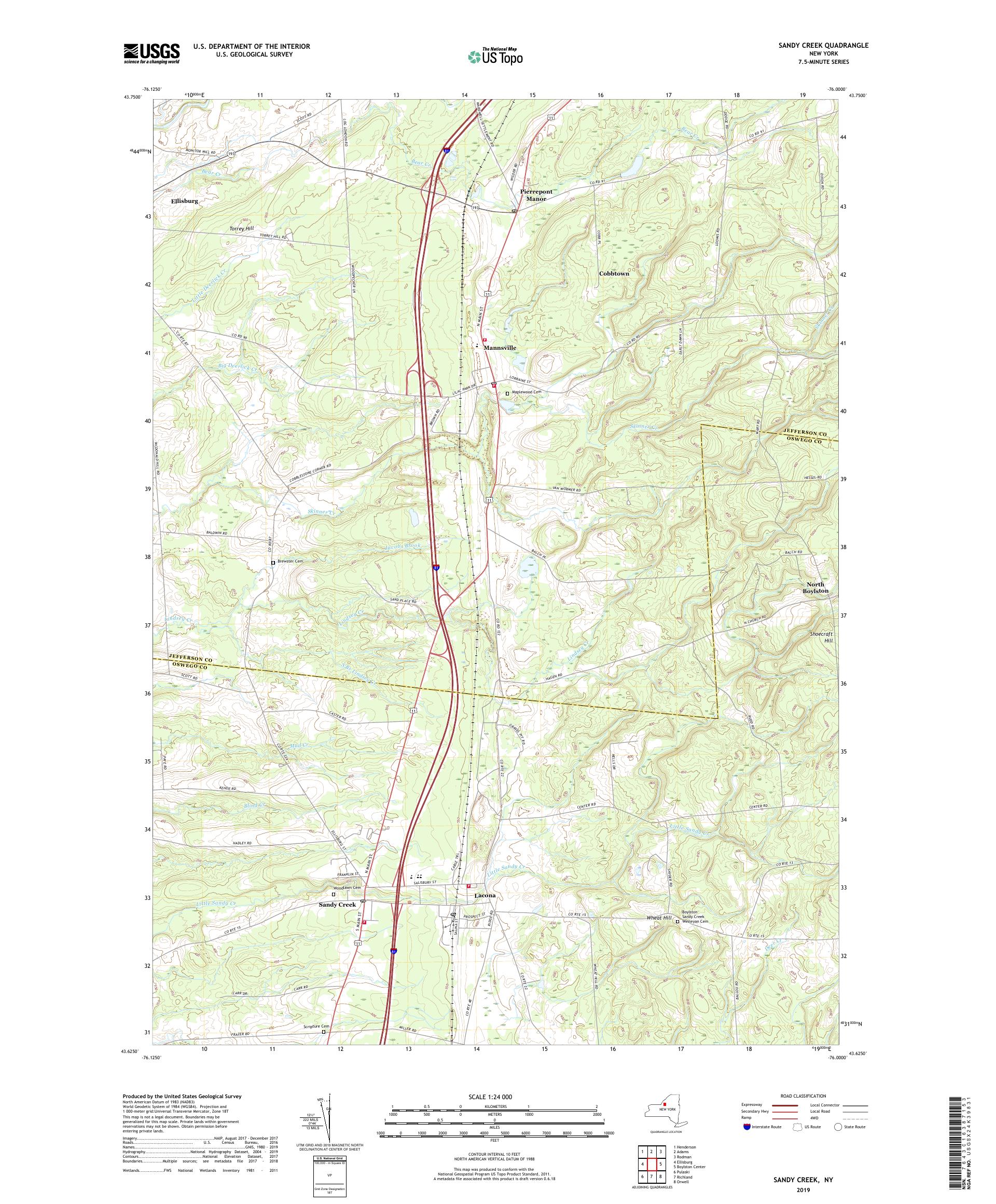 Sandy Creek New York US Topo Map – MyTopo Map Store