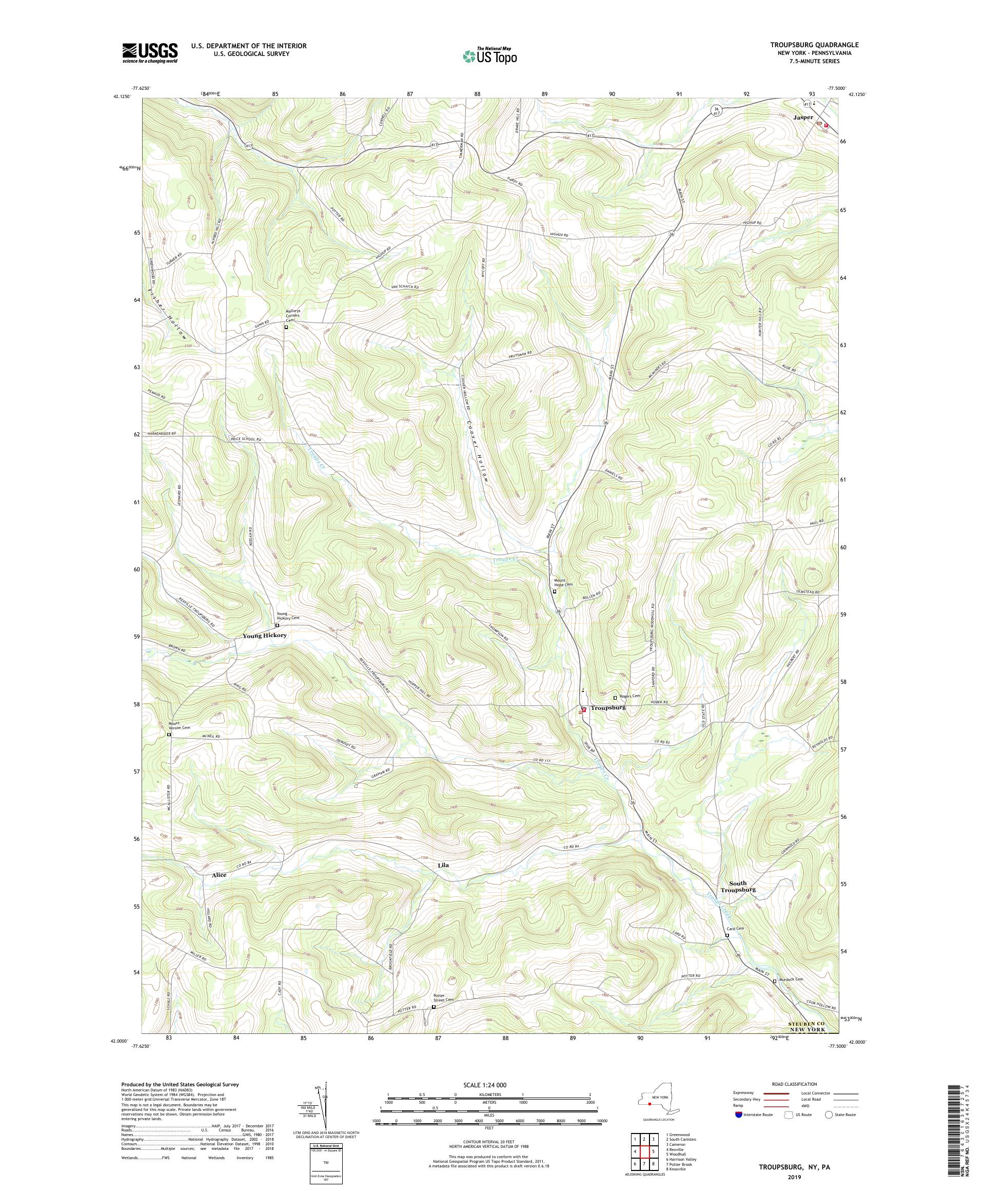 Troupsburg New York US Topo Map – MyTopo Map Store