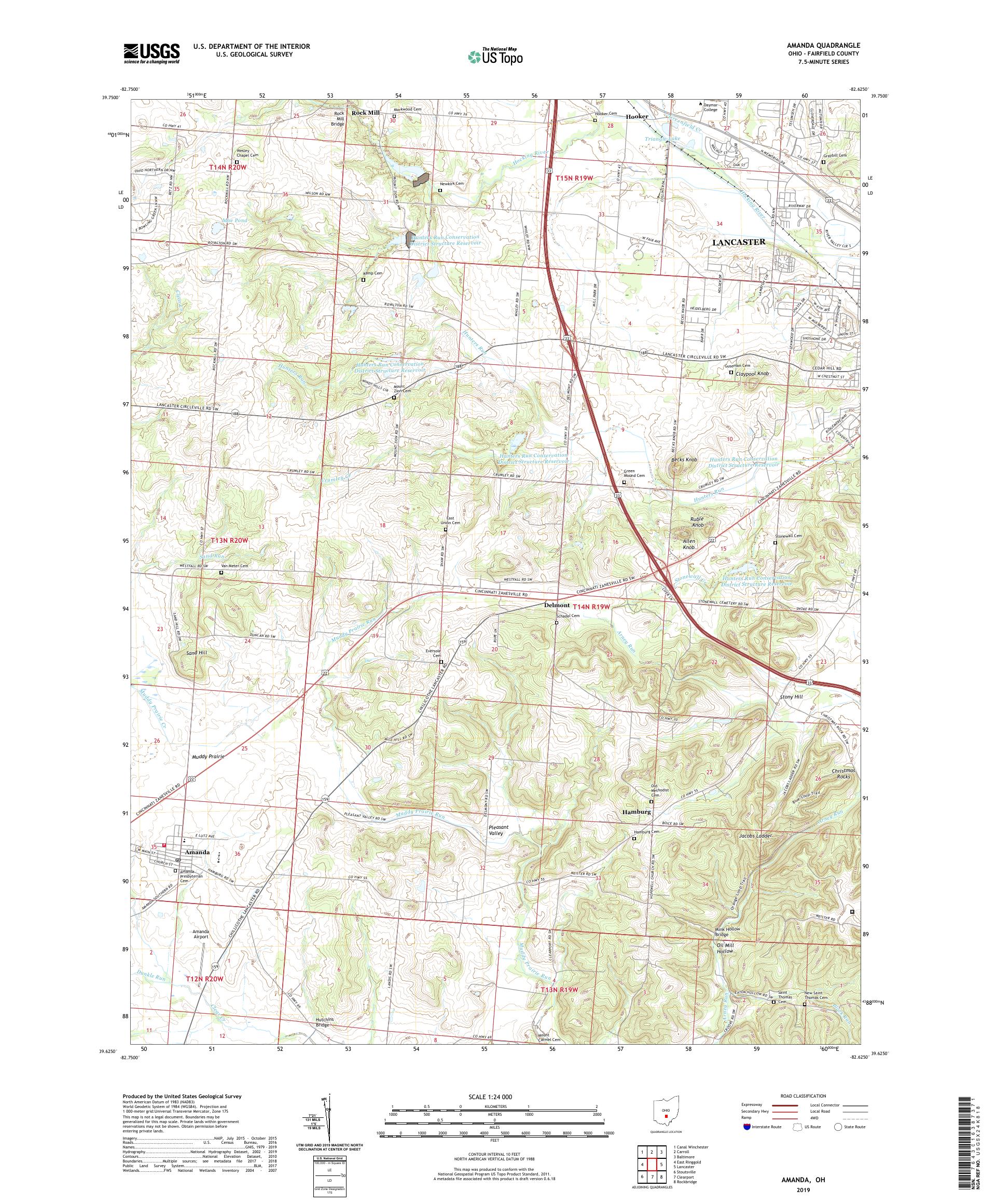 Amanda Ohio US Topo Map – MyTopo Map Store