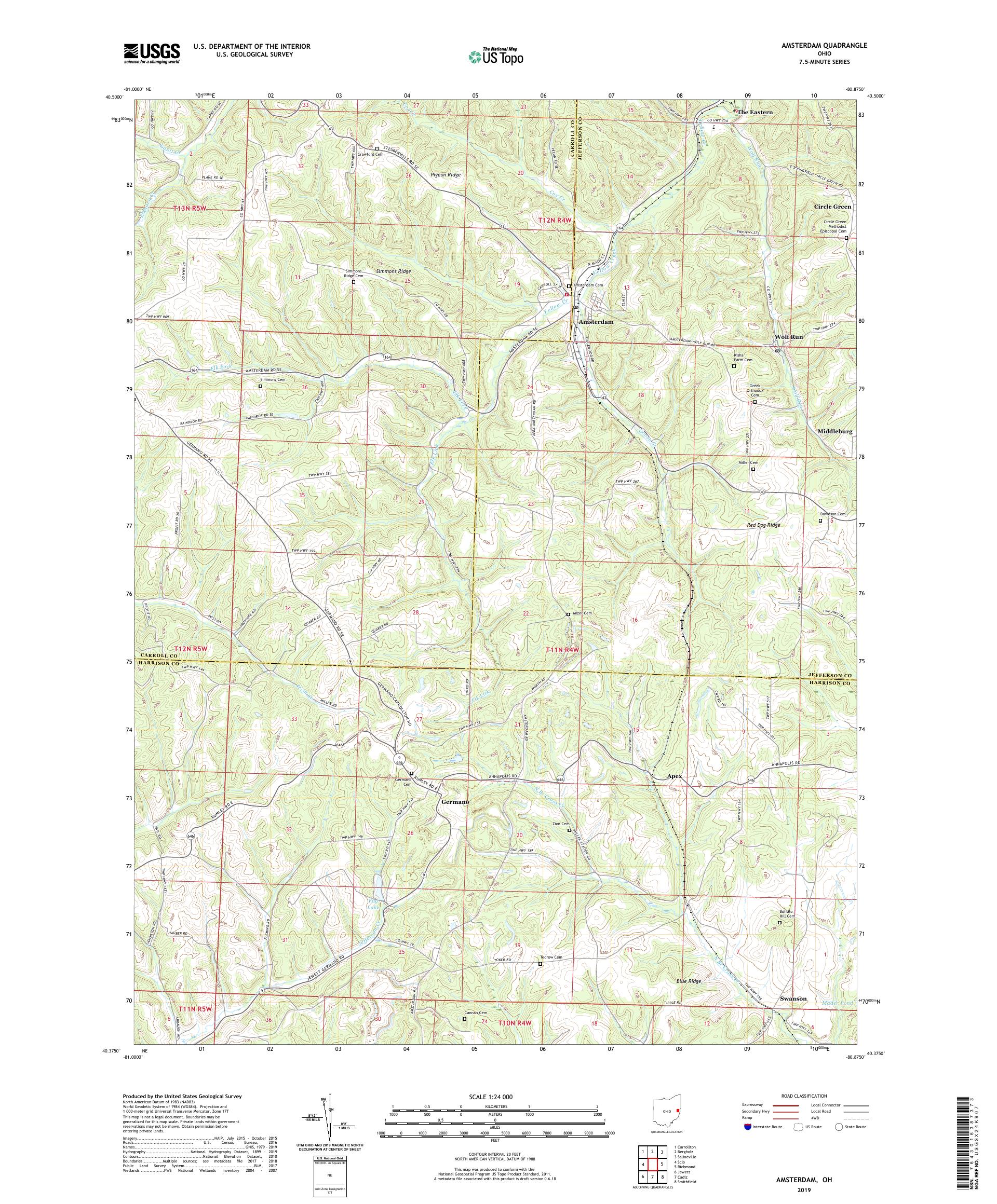 Amsterdam Ohio US Topo Map – MyTopo Map Store