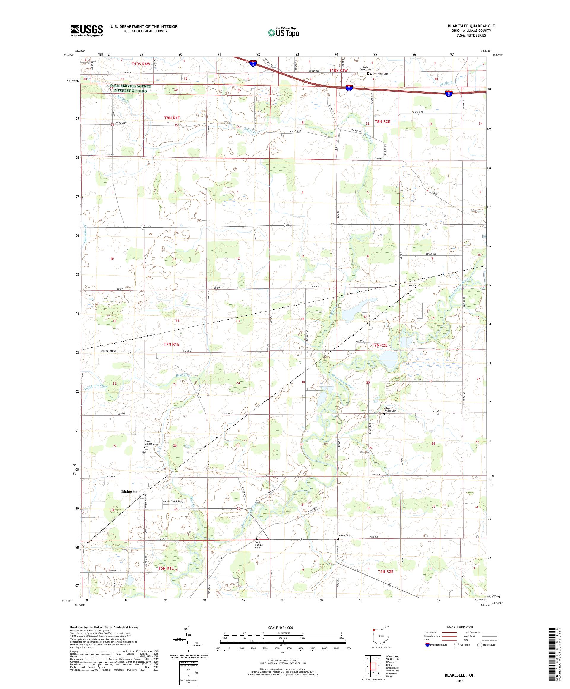 Blakeslee Ohio US Topo Map – MyTopo Map Store