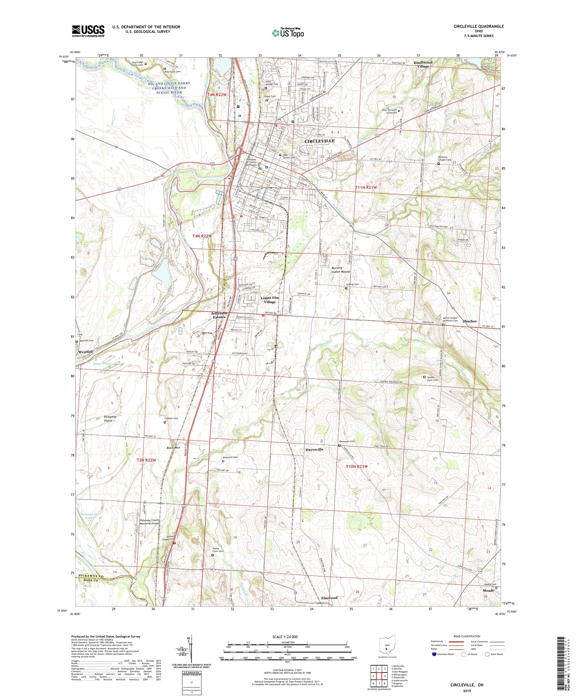 Circleville Ohio US Topo Map – MyTopo Map Store