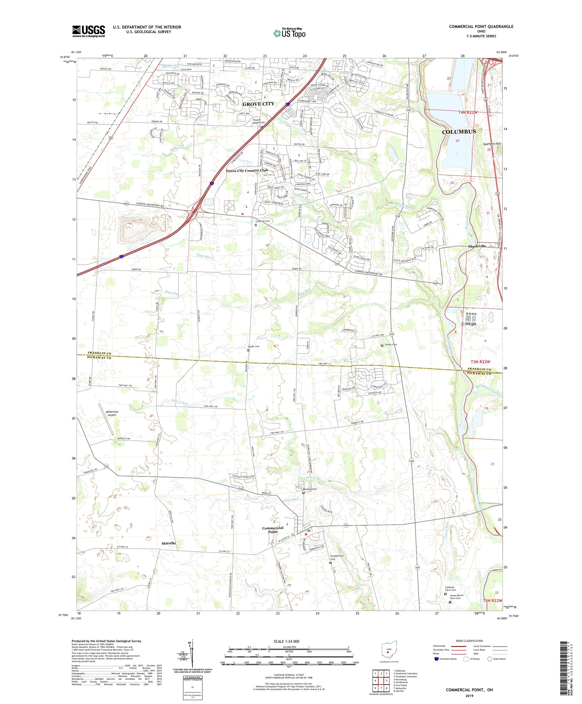 Commercial Point Ohio US Topo Map – MyTopo Map Store