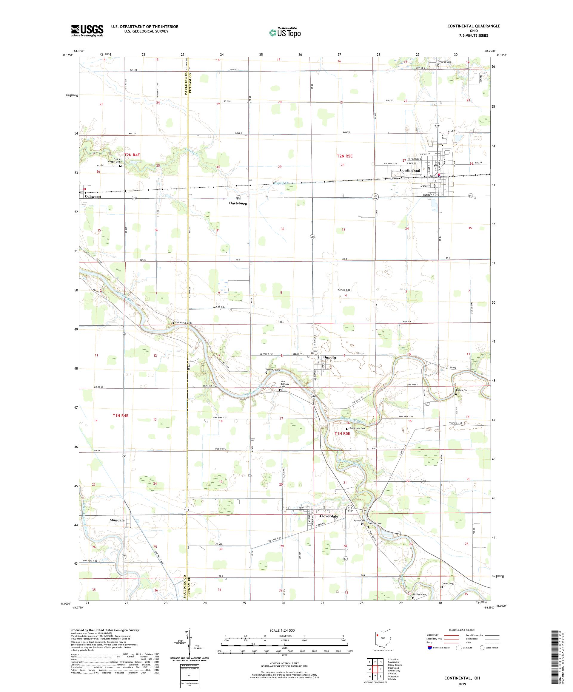 Continental Ohio US Topo Map – MyTopo Map Store