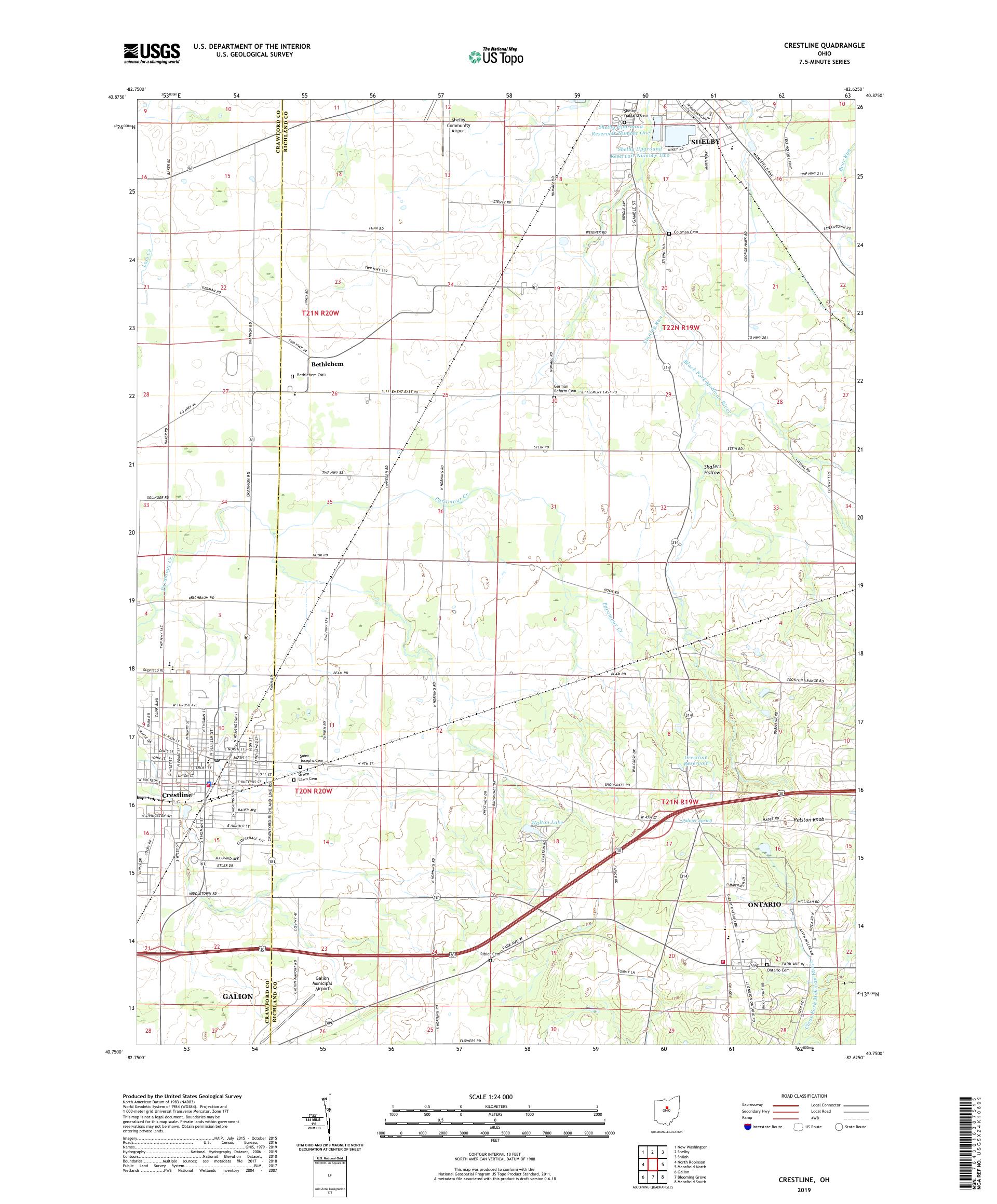 Crestline Ohio US Topo Map – MyTopo Map Store