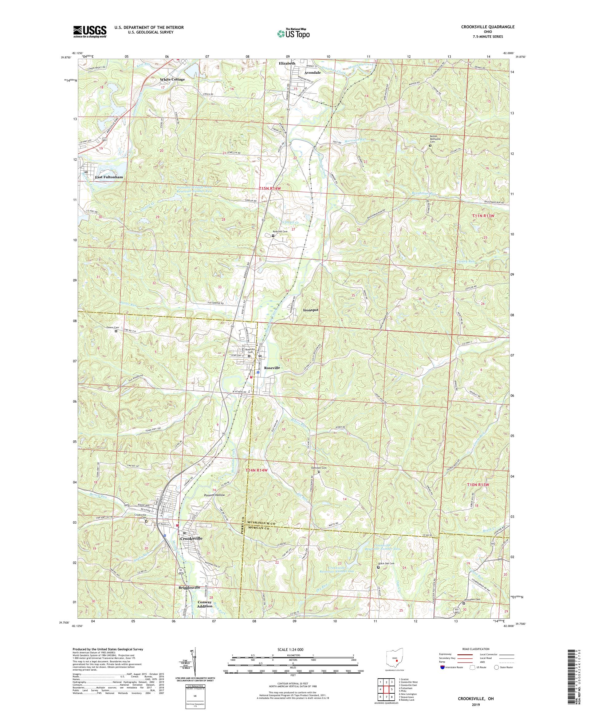 Crooksville Ohio US Topo Map – MyTopo Map Store