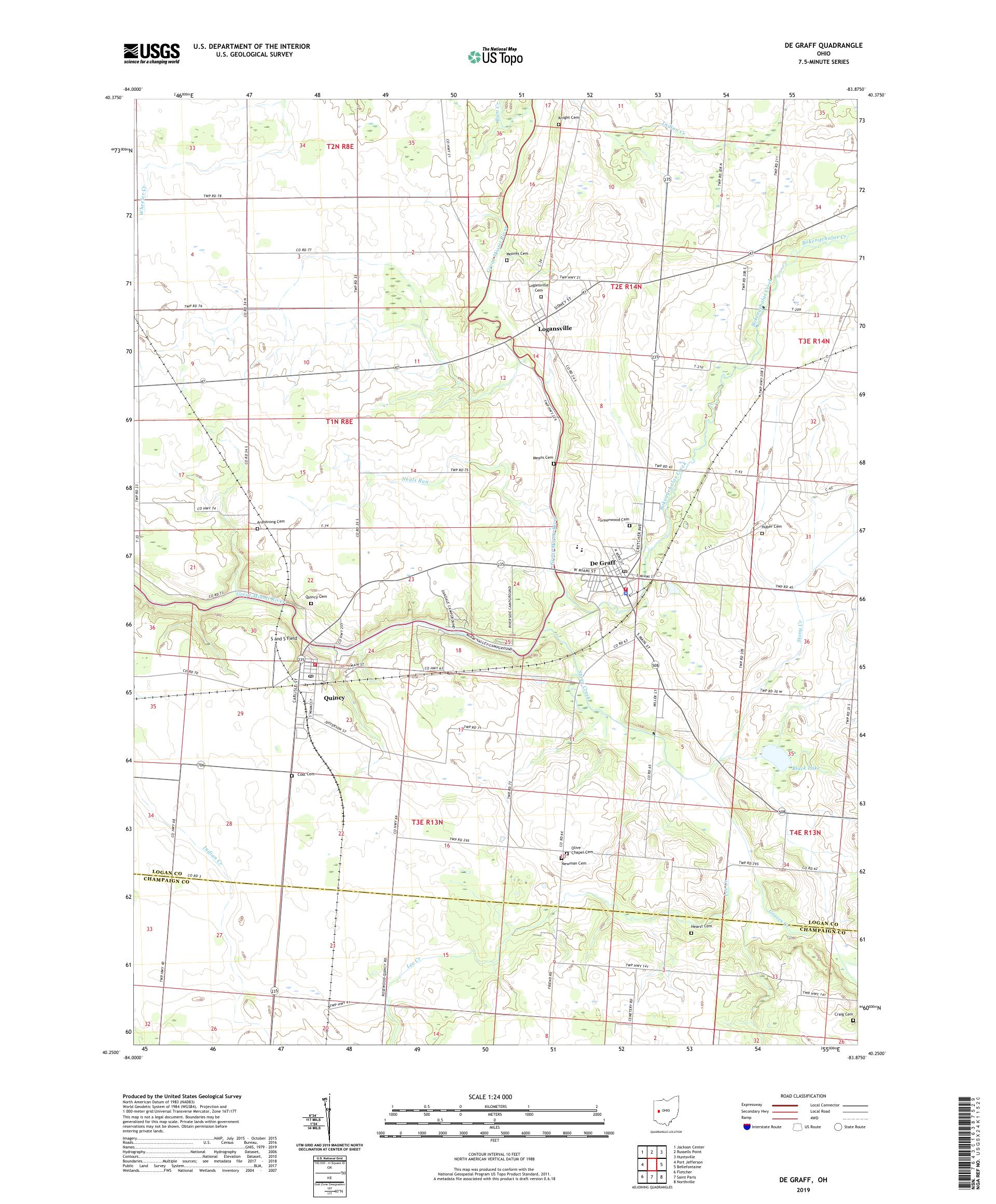 De Graff Ohio US Topo Map – MyTopo Map Store