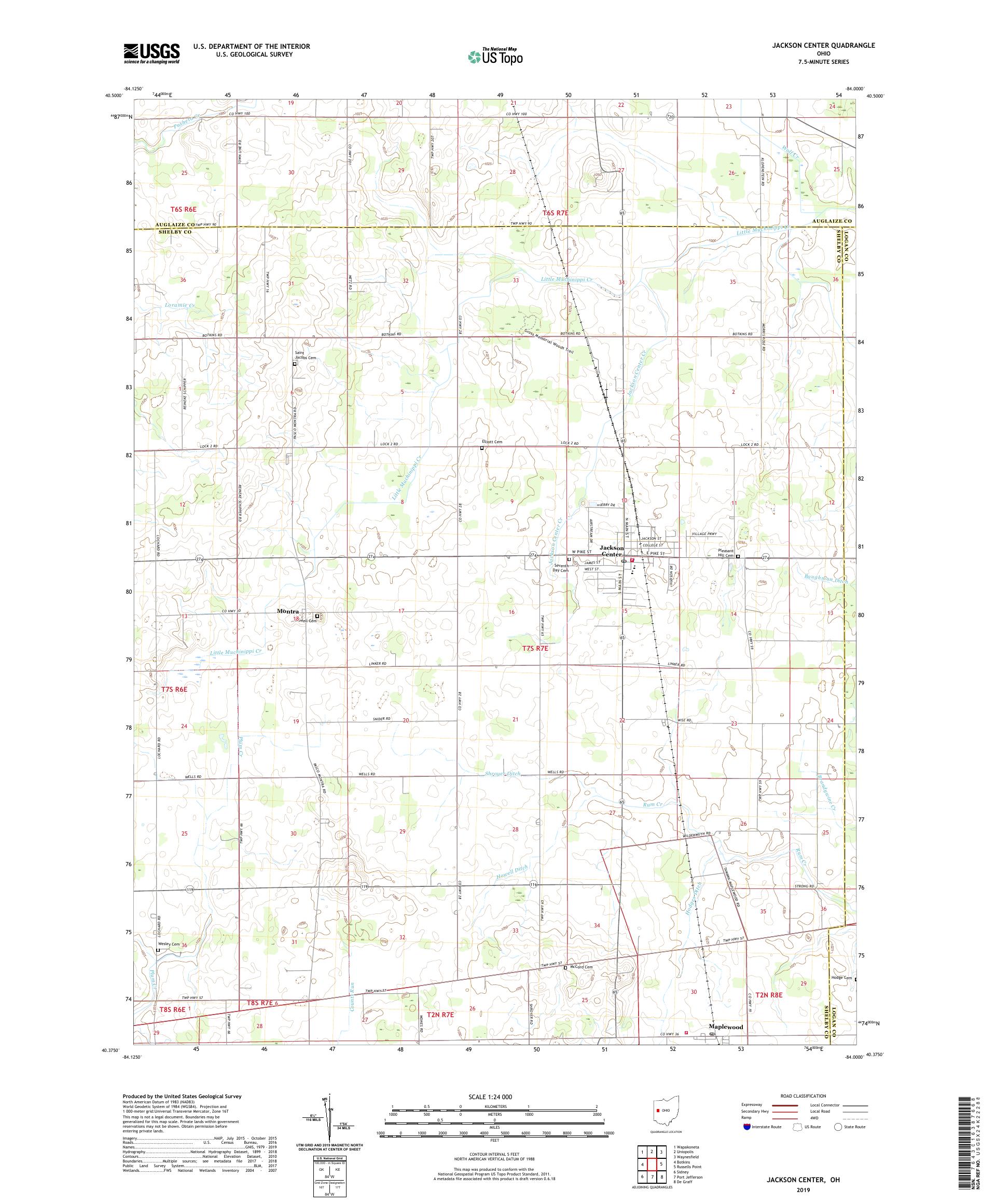 Jackson Center Ohio US Topo Map – MyTopo Map Store