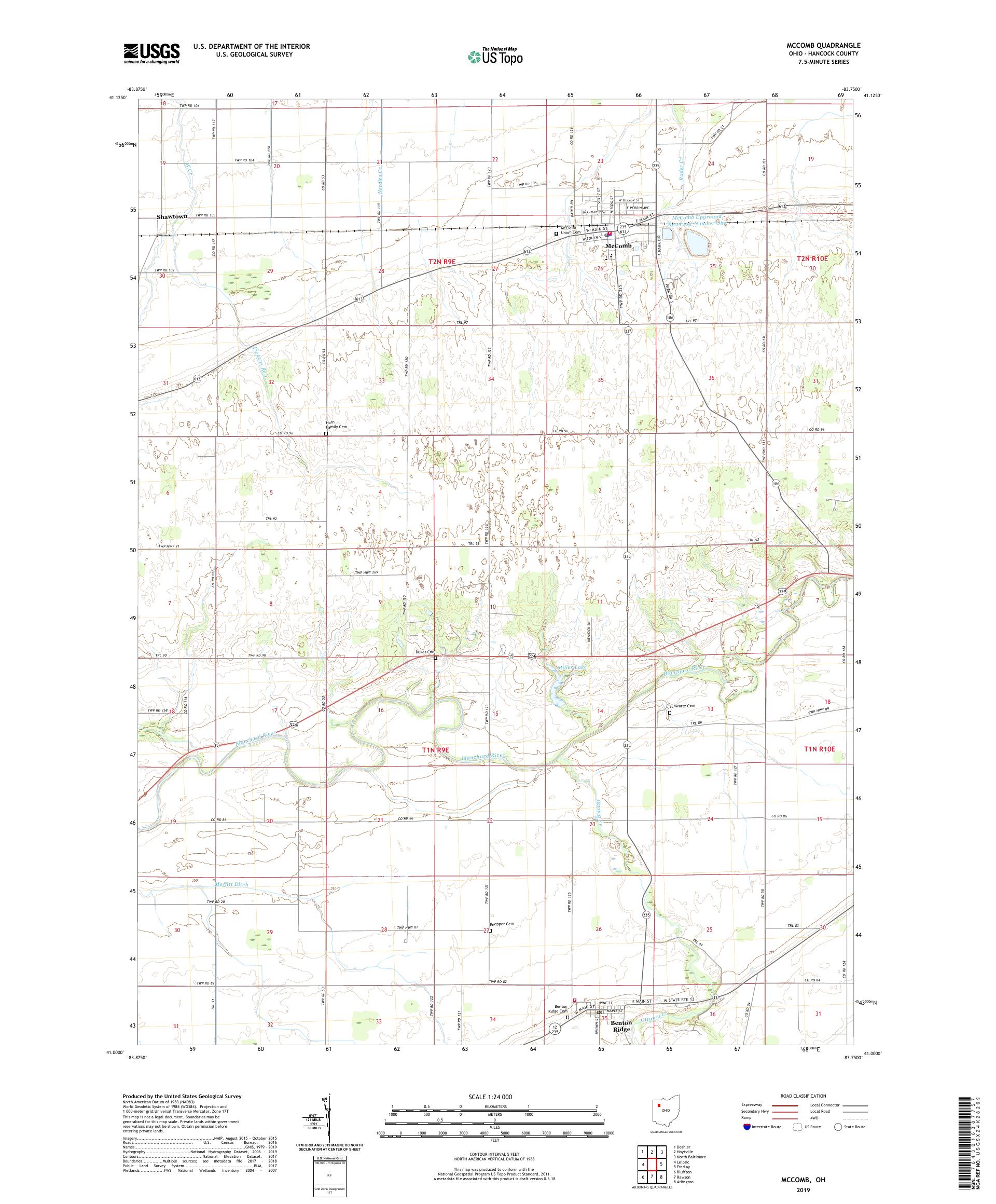 McComb Ohio US Topo Map – MyTopo Map Store