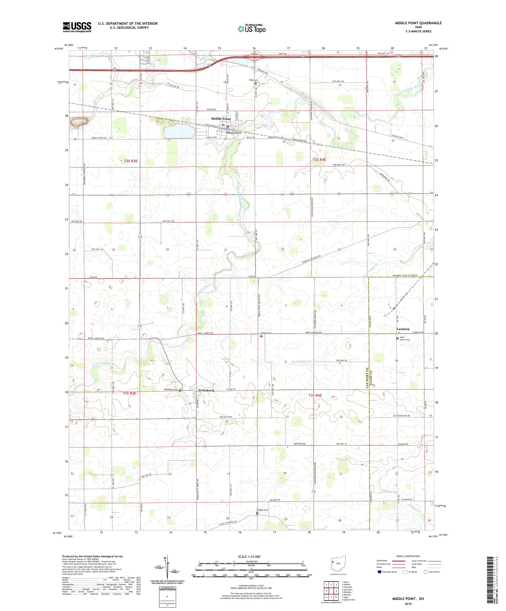 Middle Point Ohio US Topo Map – MyTopo Map Store