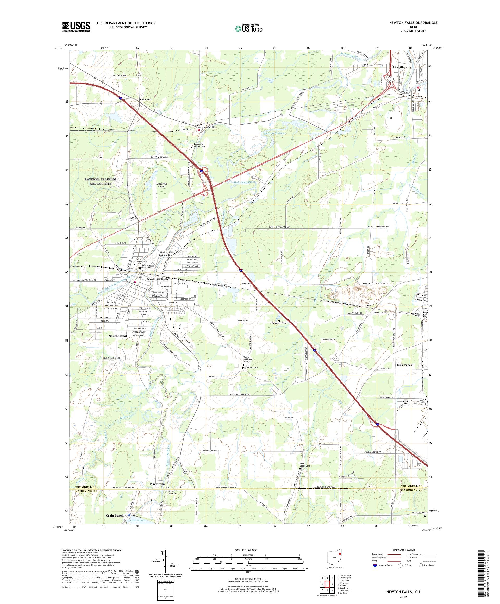 Newton Falls Ohio US Topo Map – MyTopo Map Store