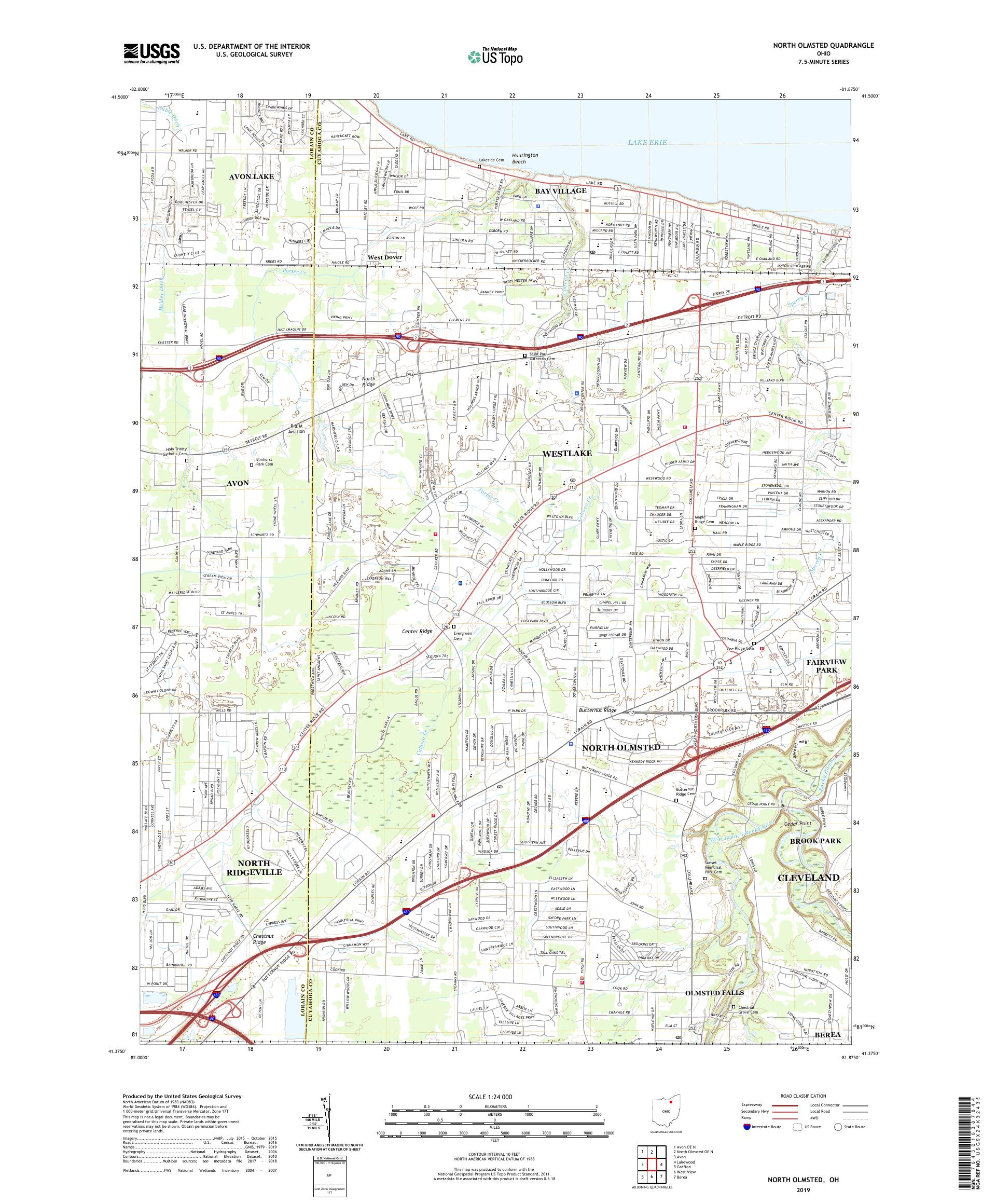North Olmsted Ohio US Topo Map – MyTopo Map Store