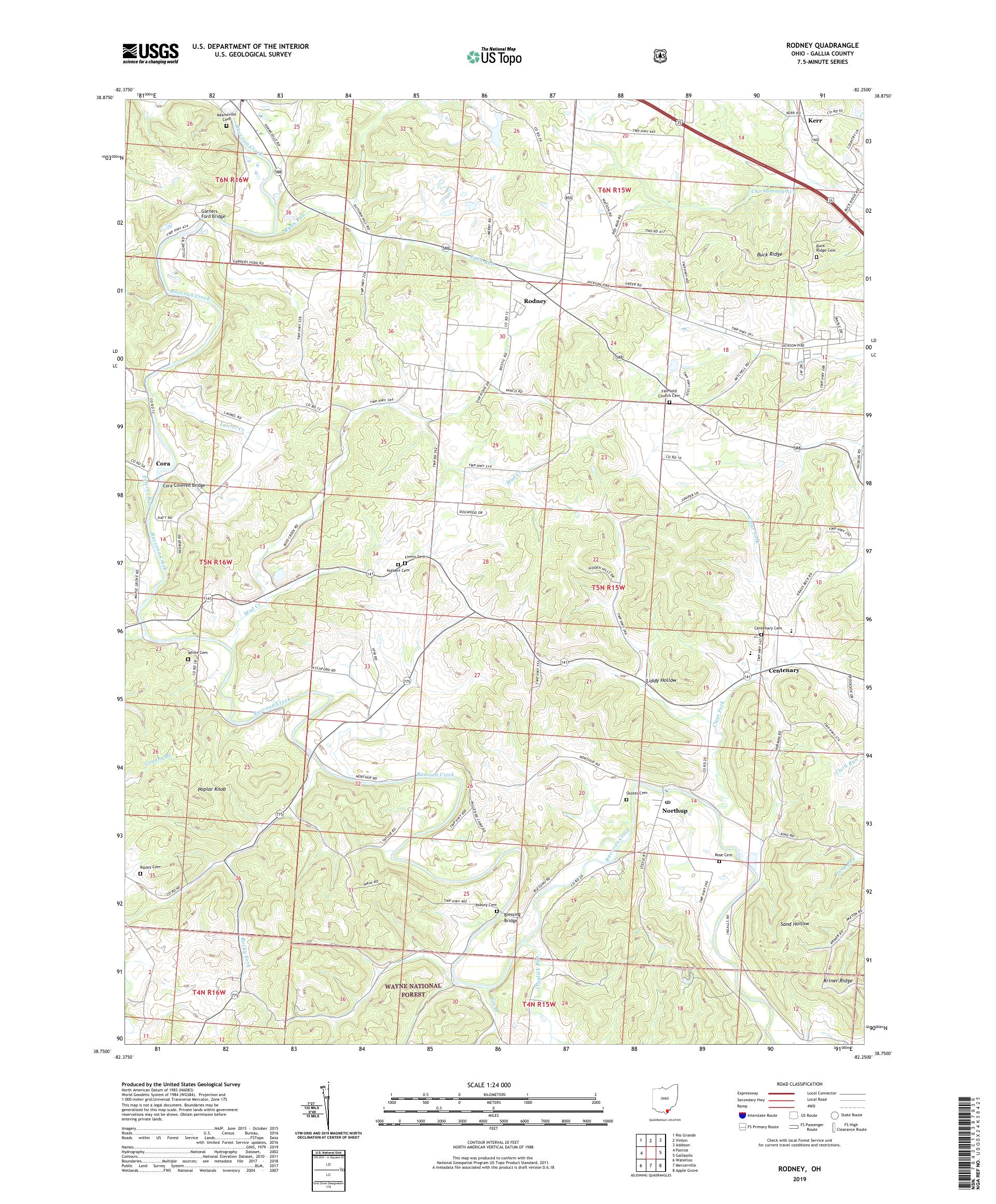 Rodney Ohio US Topo Map – MyTopo Map Store