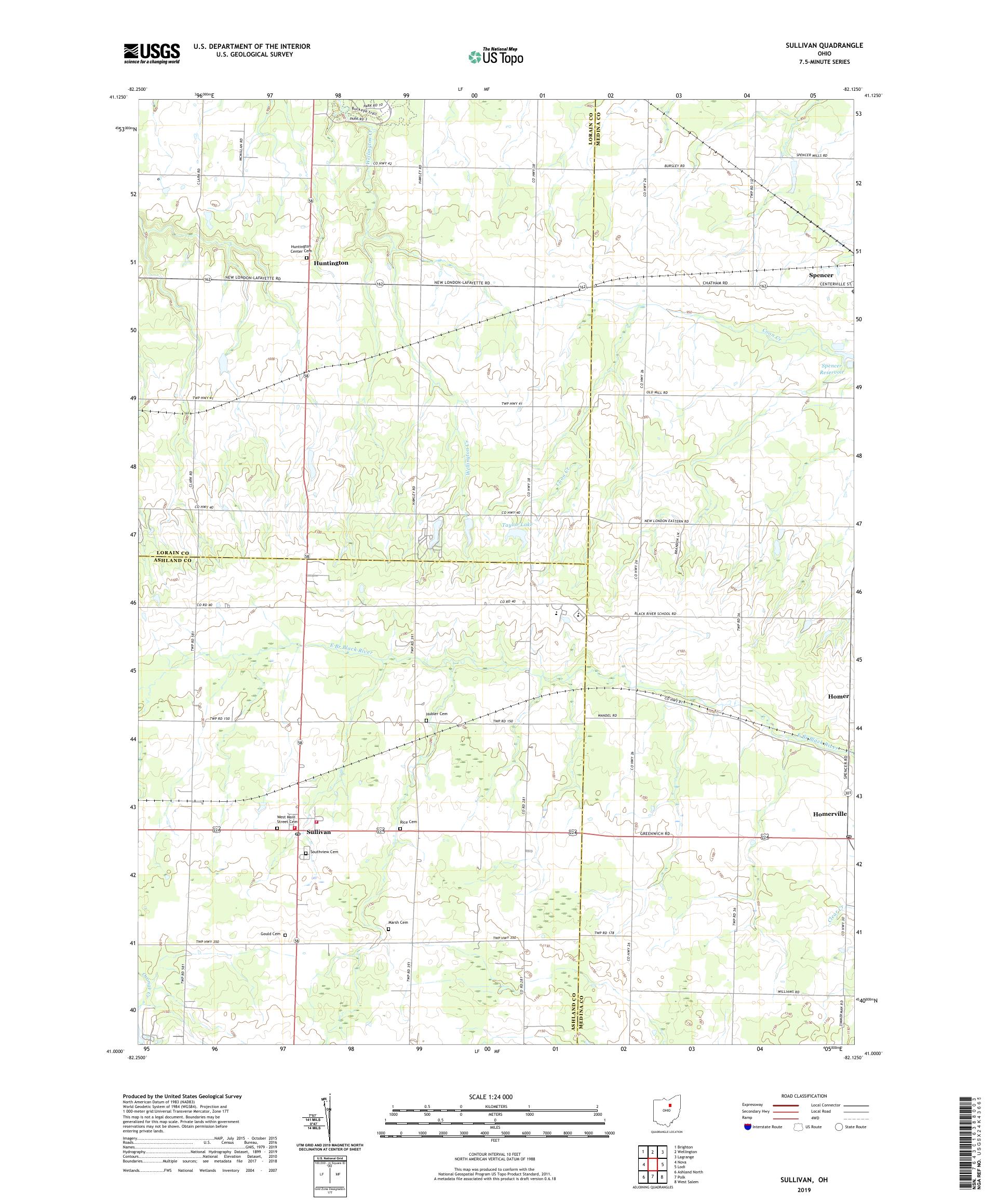 Sullivan Ohio US Topo Map – MyTopo Map Store