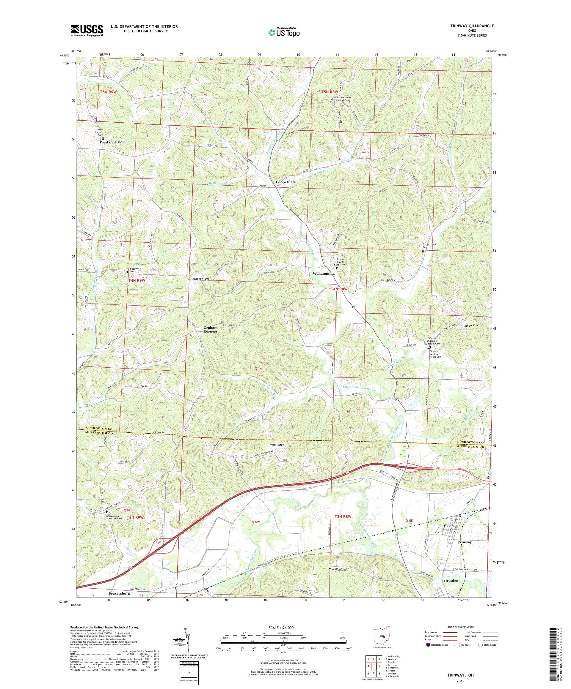 Trinway Ohio US Topo Map – MyTopo Map Store