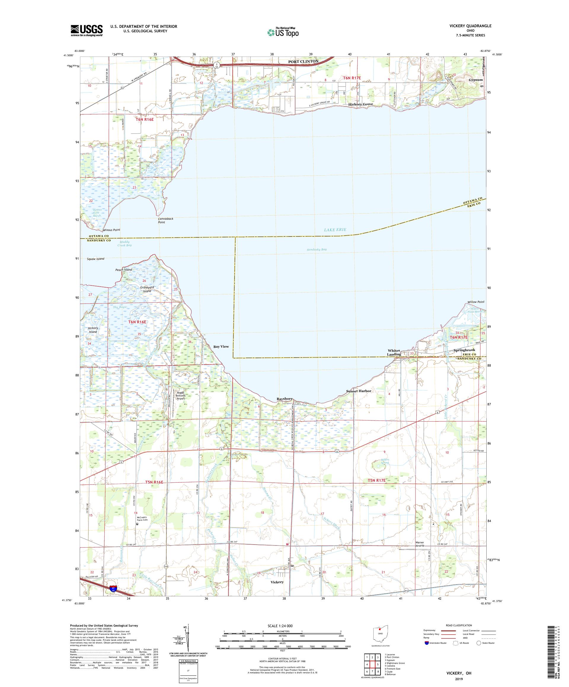 Vickery Ohio US Topo Map – MyTopo Map Store