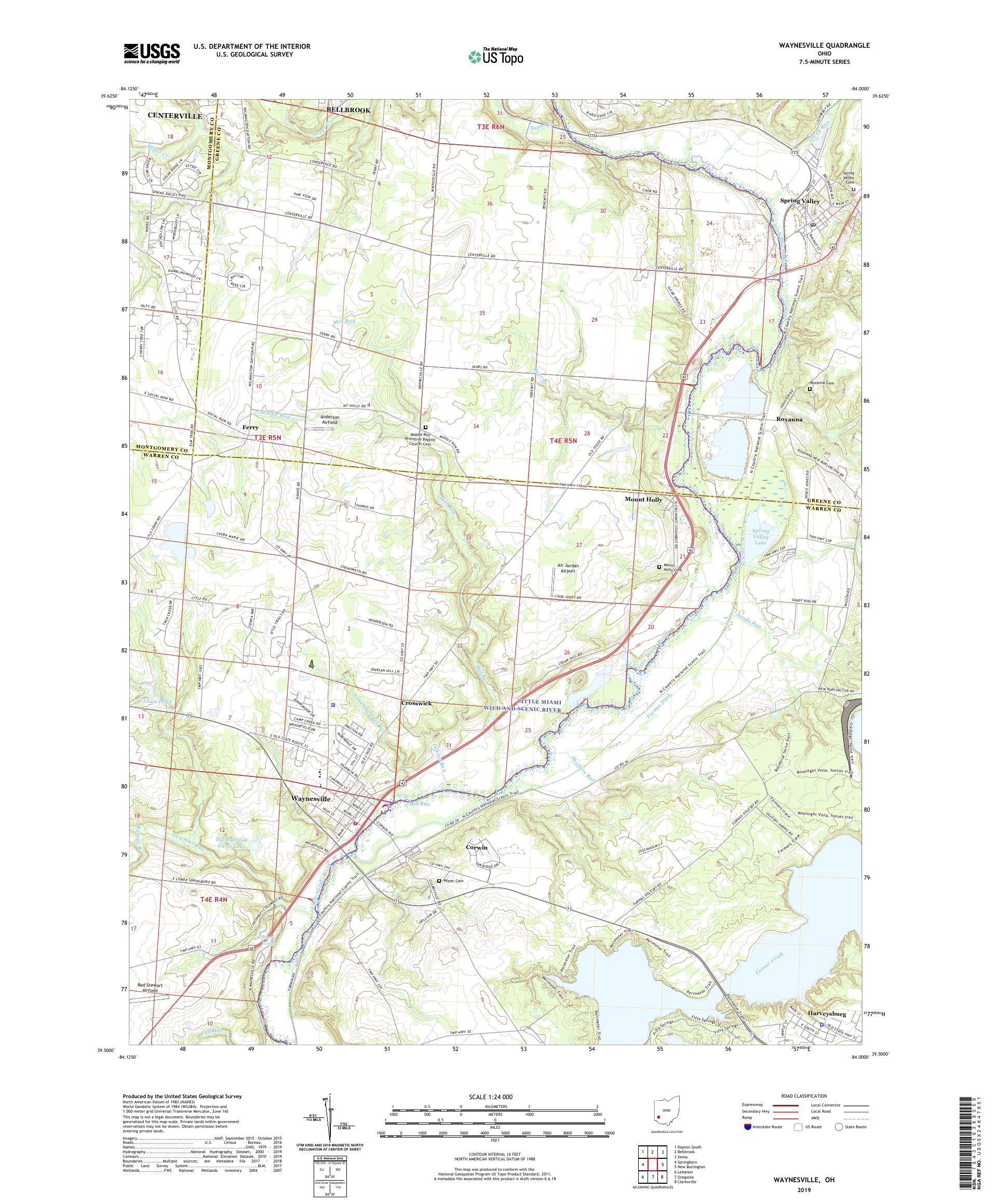 Waynesville Ohio US Topo Map – MyTopo Map Store