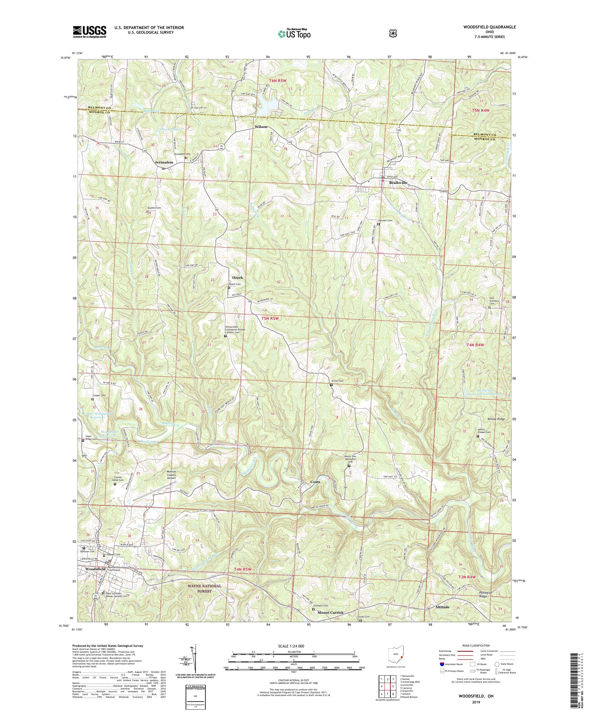 Woodsfield Ohio US Topo Map – MyTopo Map Store