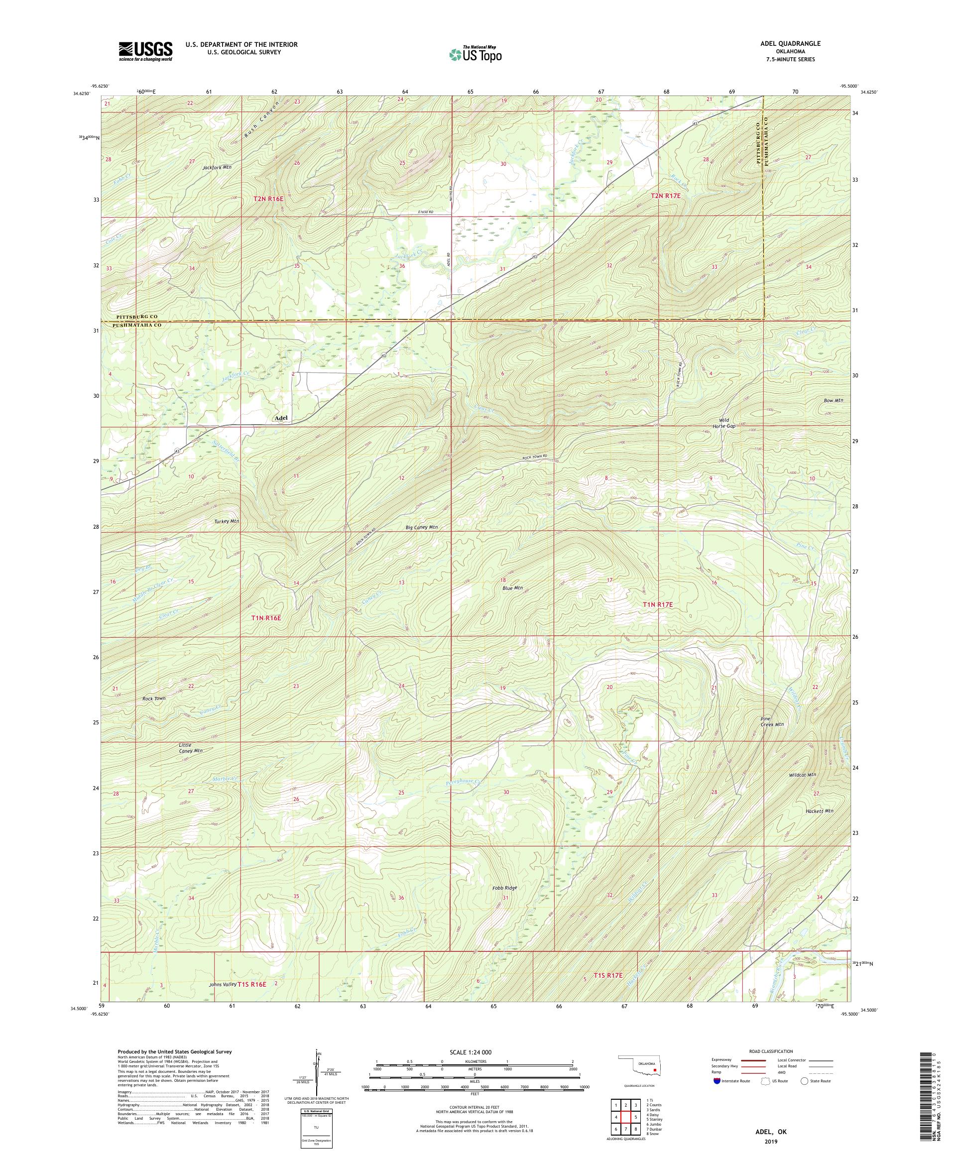 Adel Oklahoma US Topo Map – MyTopo Map Store