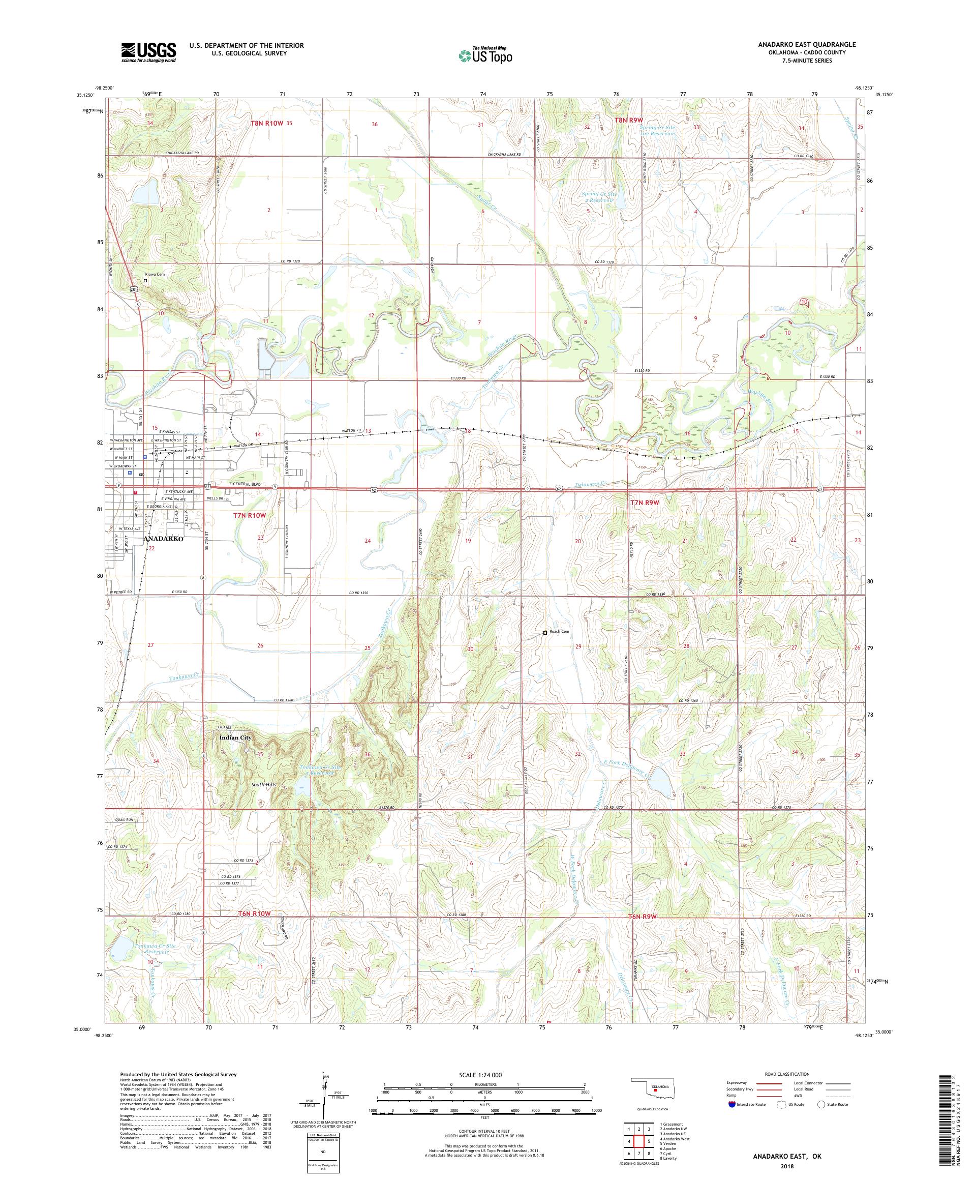 Anadarko East Oklahoma US Topo Map – MyTopo Map Store