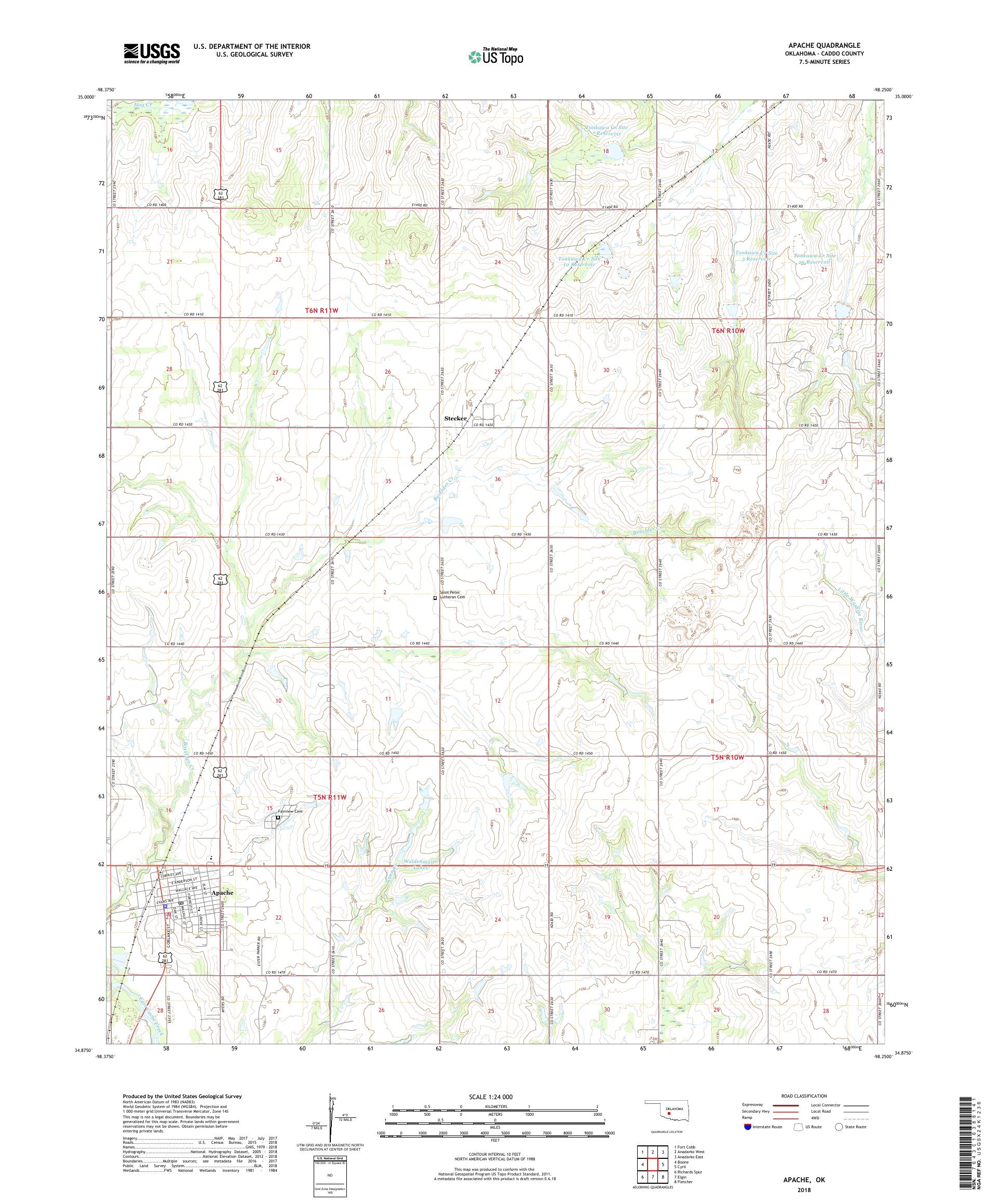 Apache Oklahoma US Topo Map – MyTopo Map Store