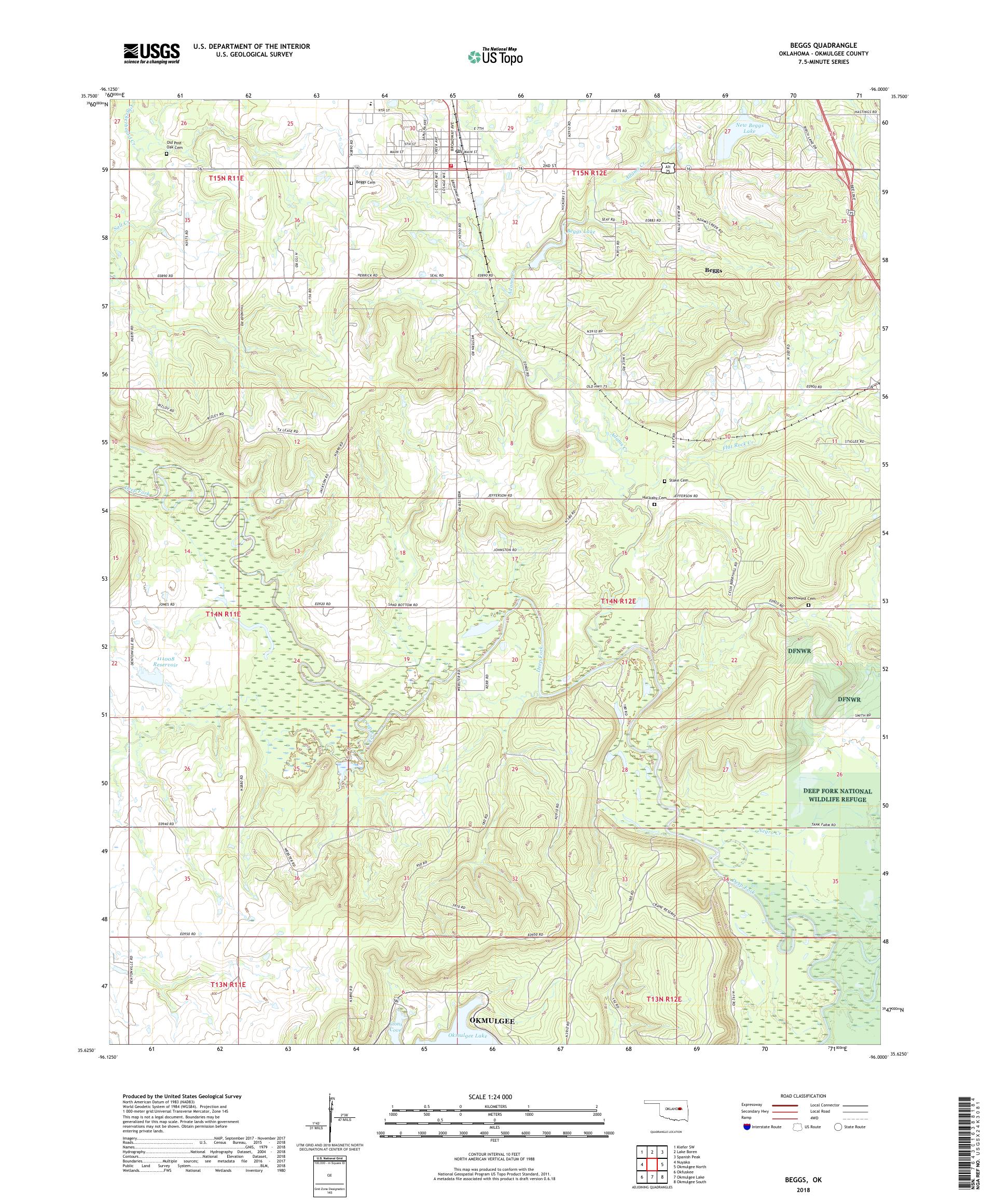 Beggs Oklahoma US Topo Map – MyTopo Map Store