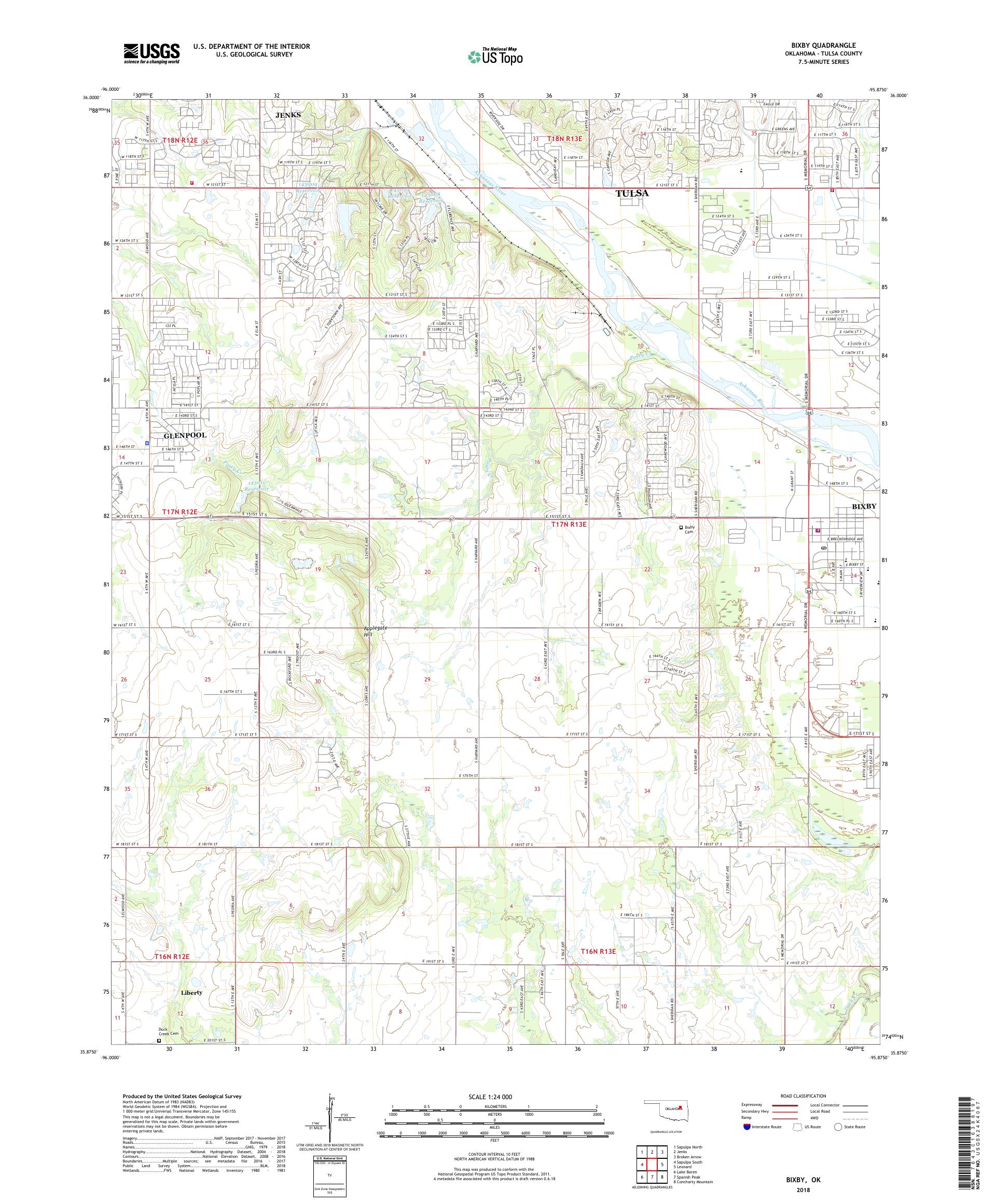 Bixby Oklahoma US Topo Map – MyTopo Map Store