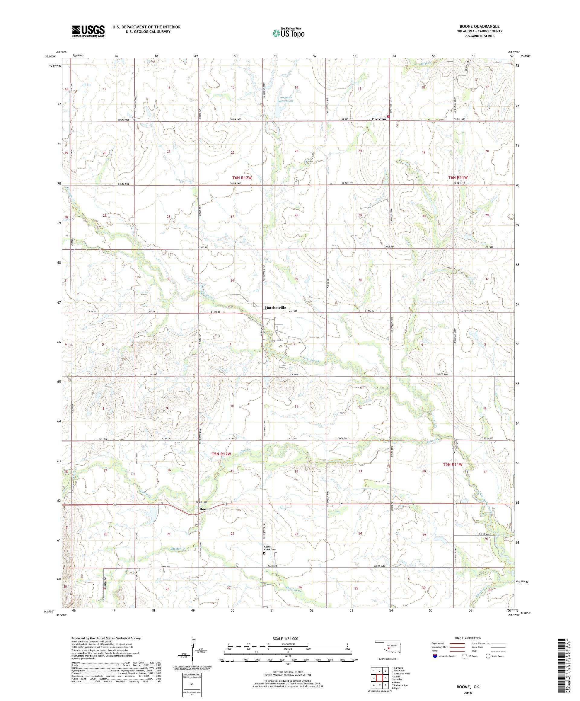 Boone Oklahoma US Topo Map – MyTopo Map Store