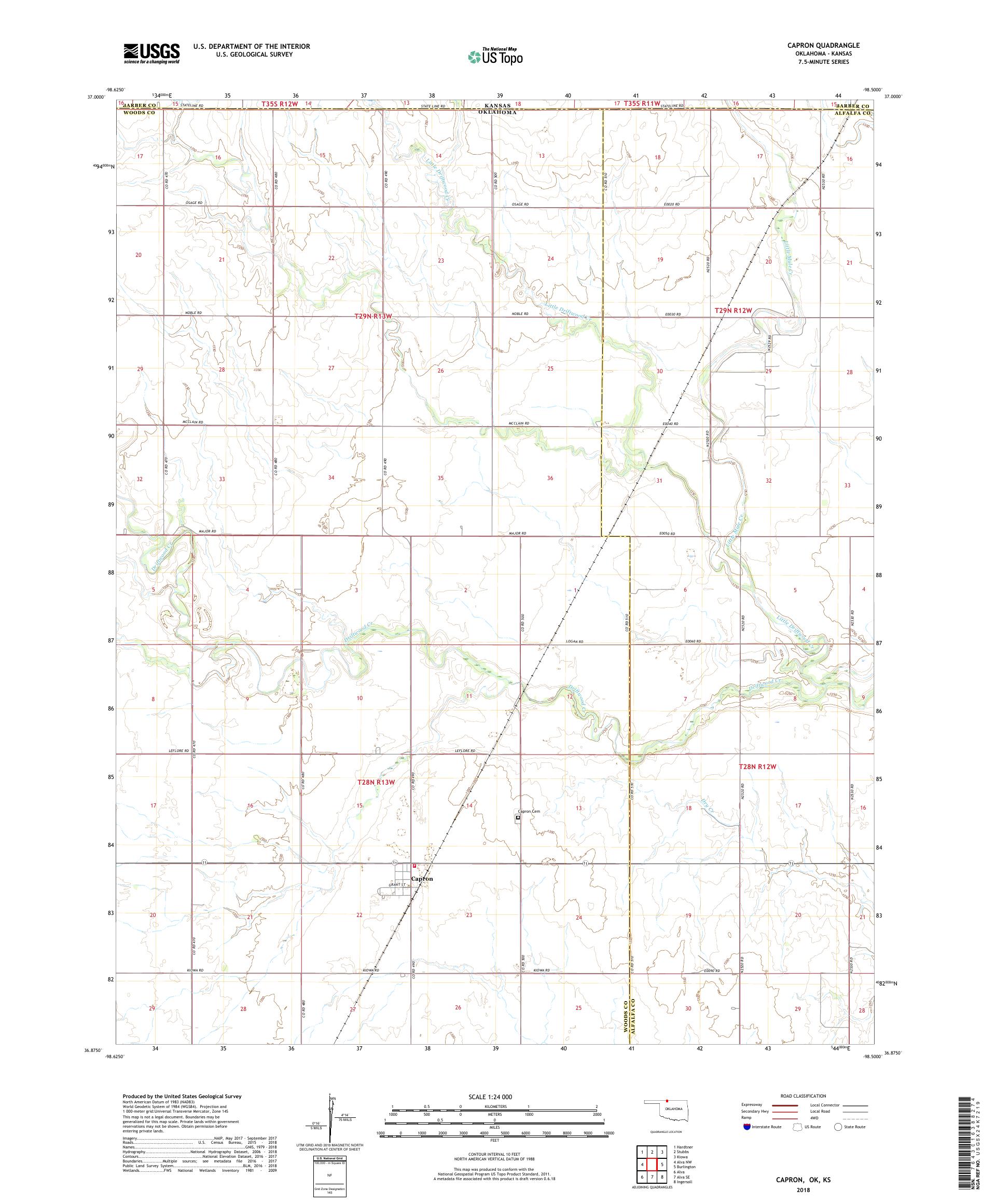 Capron Oklahoma US Topo Map – MyTopo Map Store
