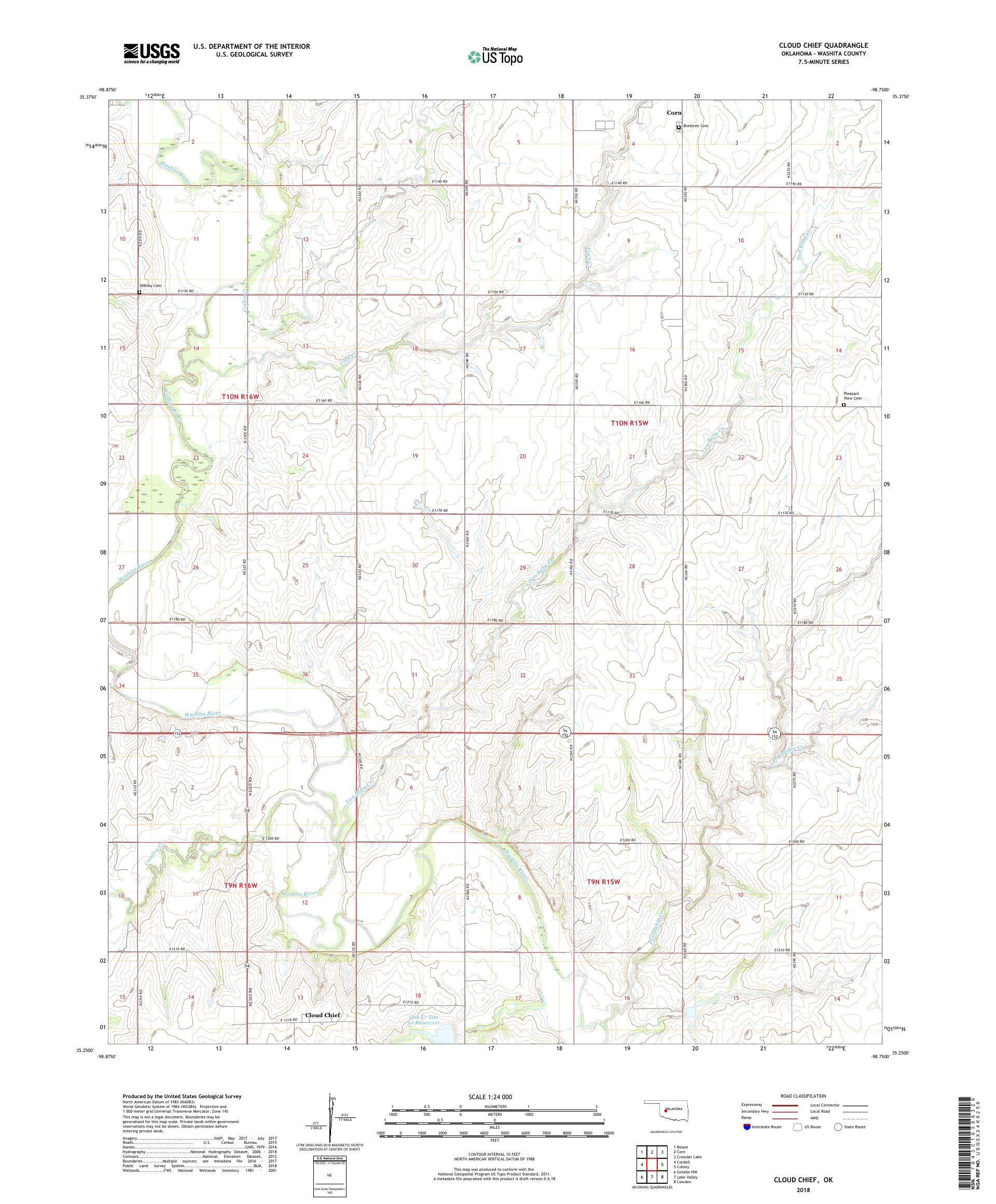 Cloud Chief Oklahoma US Topo Map – MyTopo Map Store
