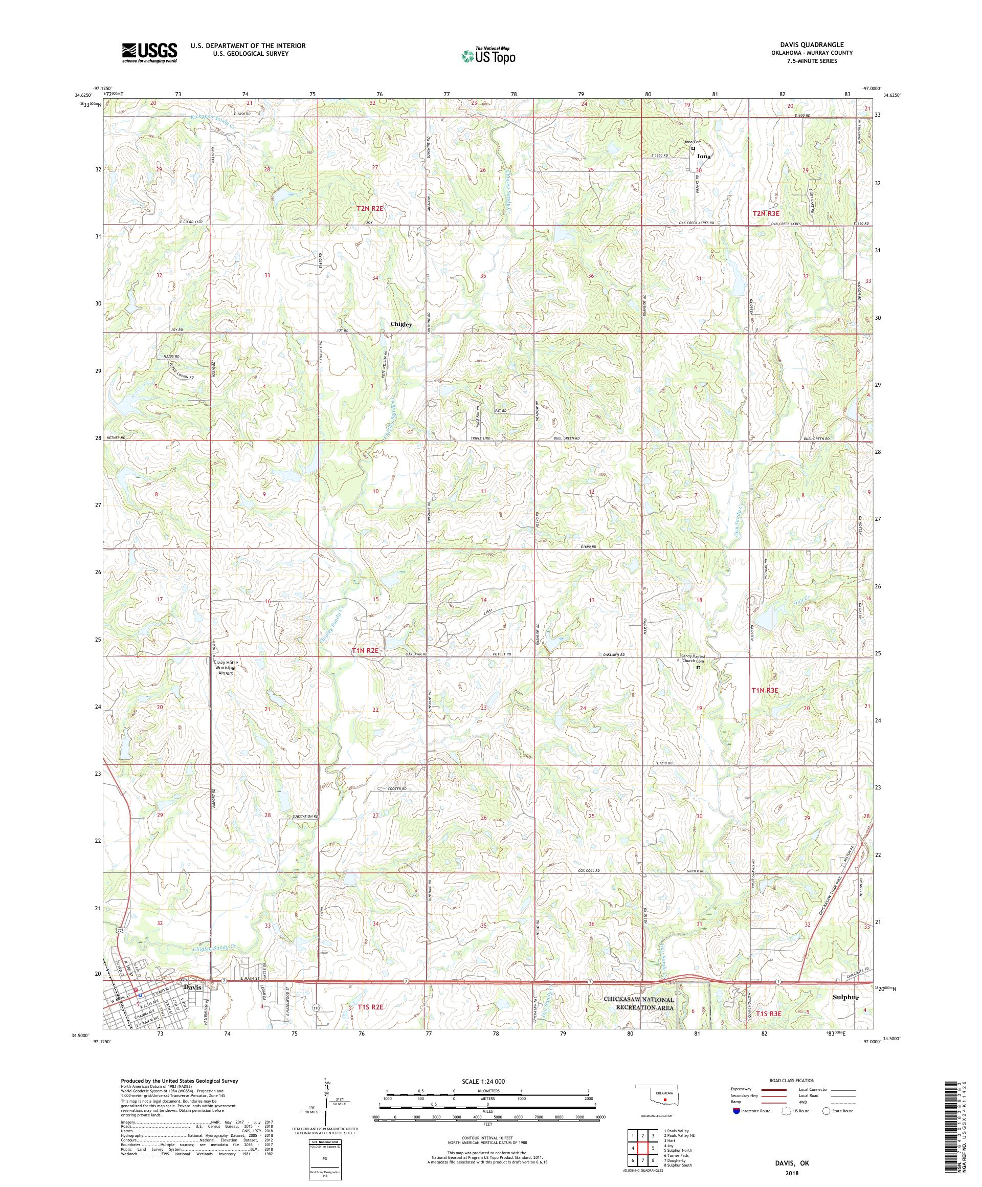 Davis Oklahoma US Topo Map – MyTopo Map Store