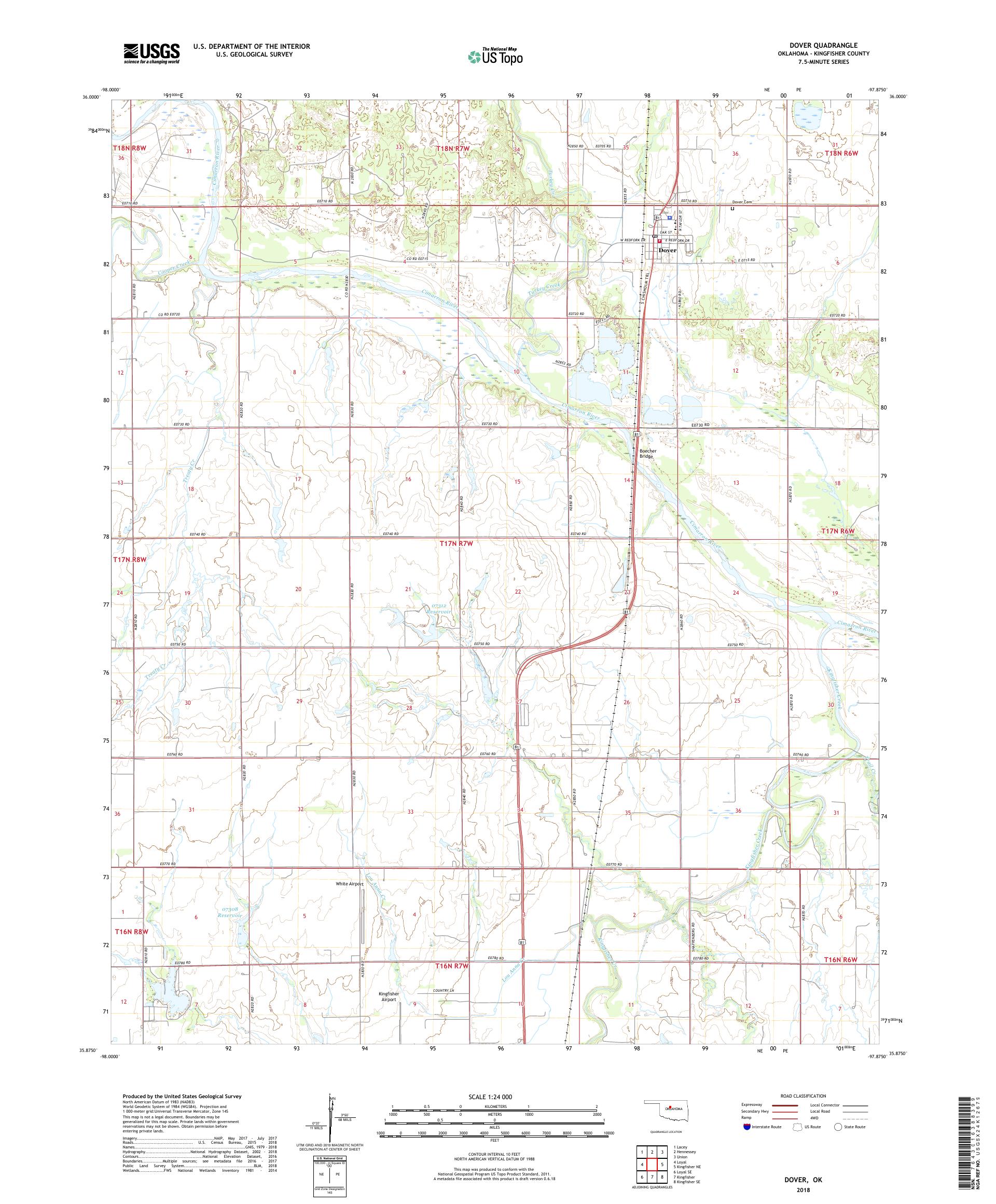 Dover Oklahoma US Topo Map – MyTopo Map Store