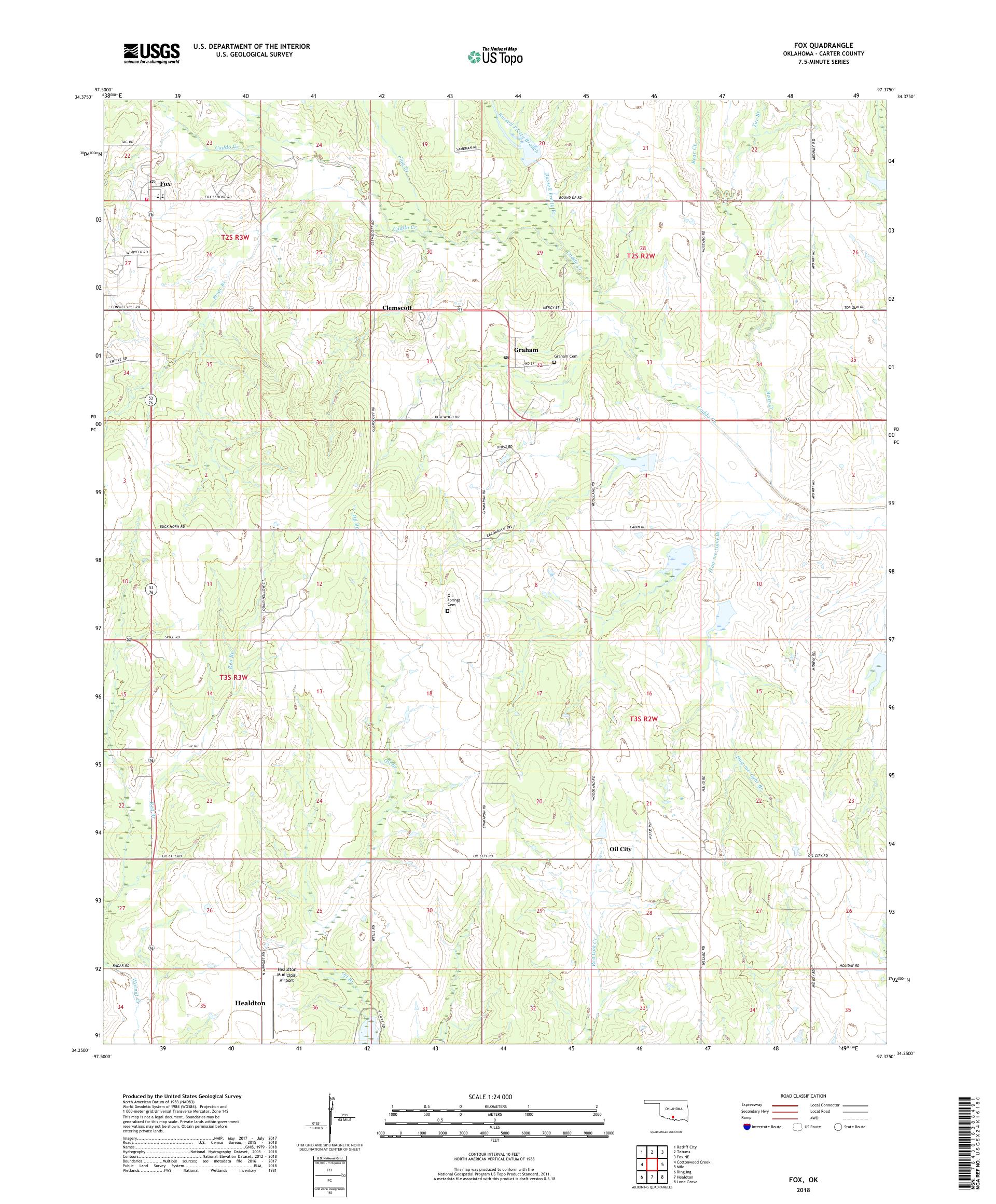 Fox Oklahoma US Topo Map – MyTopo Map Store