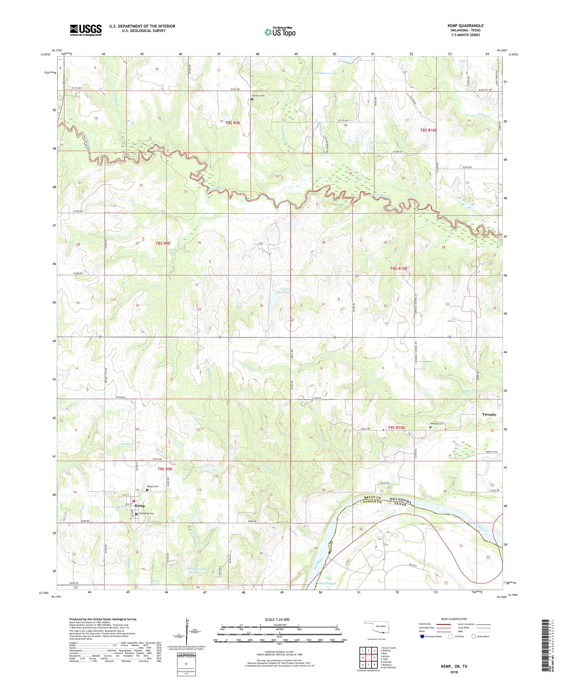 Kemp Oklahoma US Topo Map – MyTopo Map Store