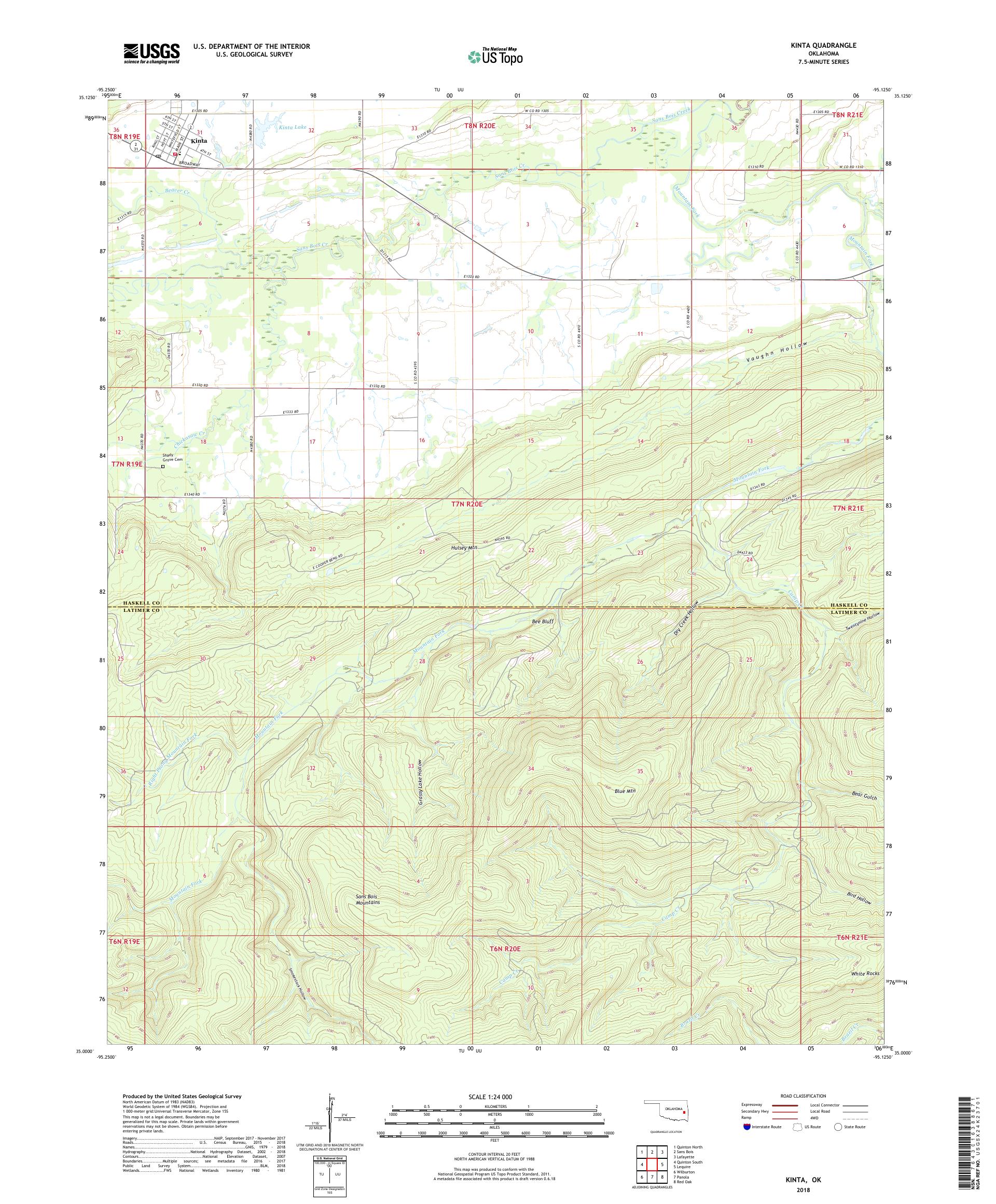 Kinta Oklahoma US Topo Map – MyTopo Map Store