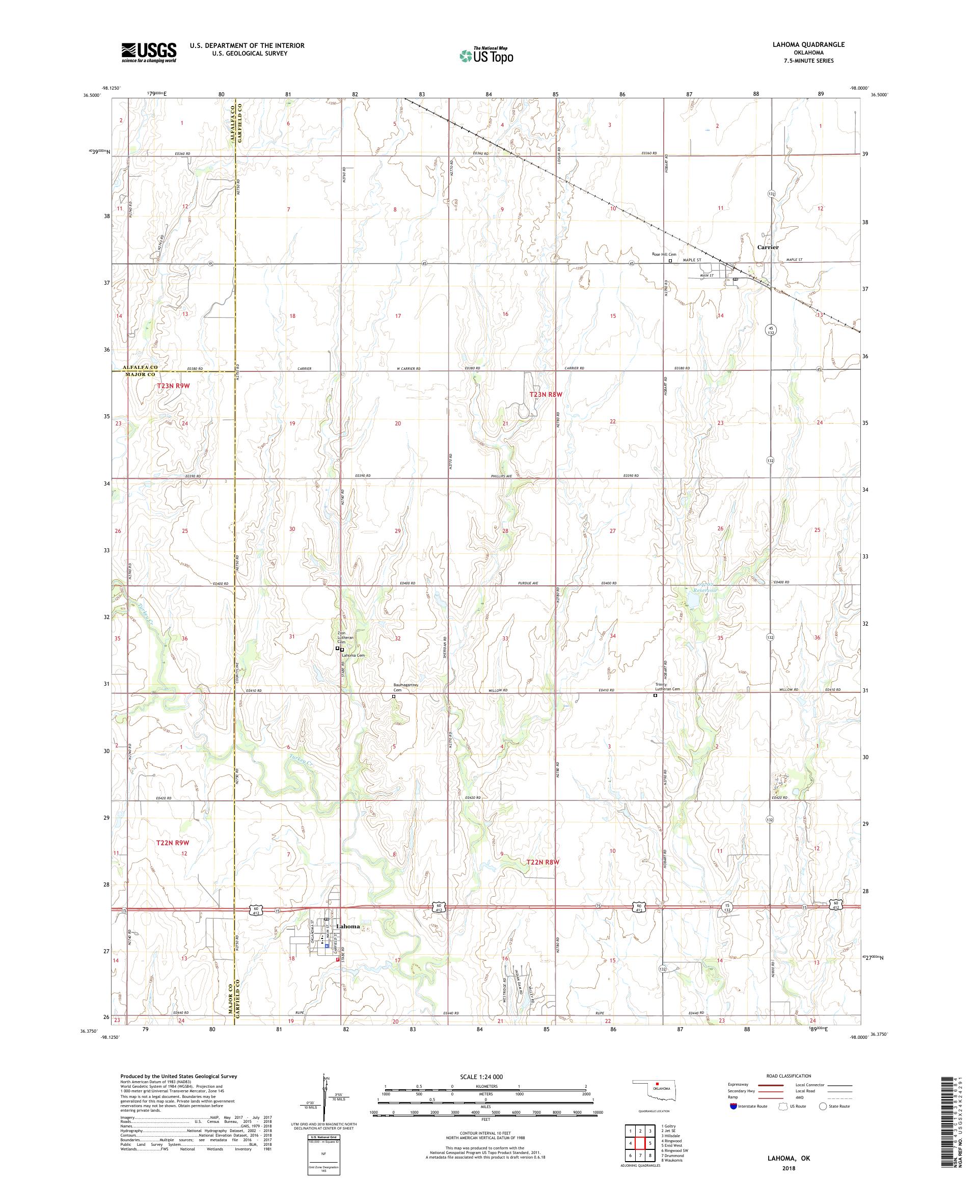 Lahoma Oklahoma US Topo Map – MyTopo Map Store