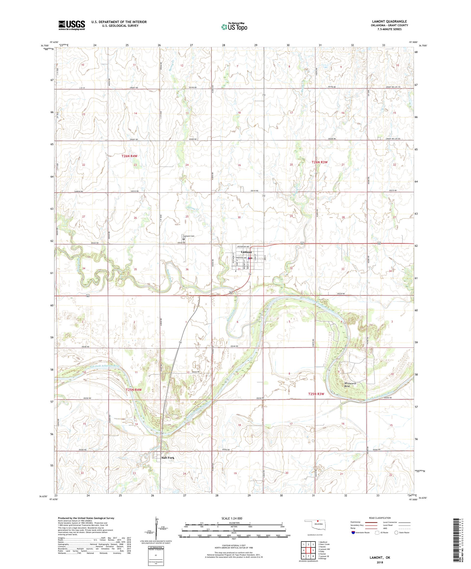 Lamont Oklahoma US Topo Map – MyTopo Map Store
