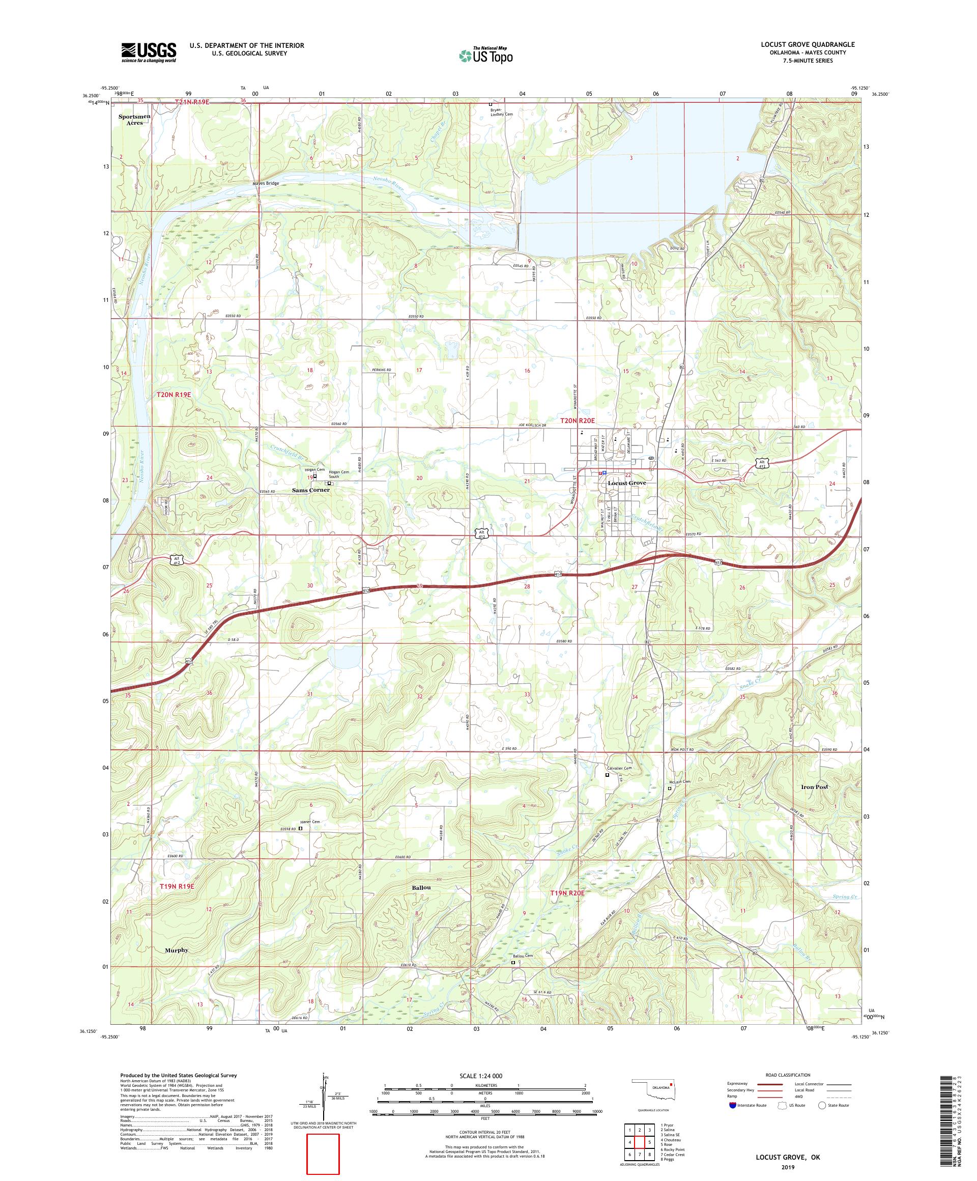 Locust Grove Oklahoma US Topo Map – MyTopo Map Store