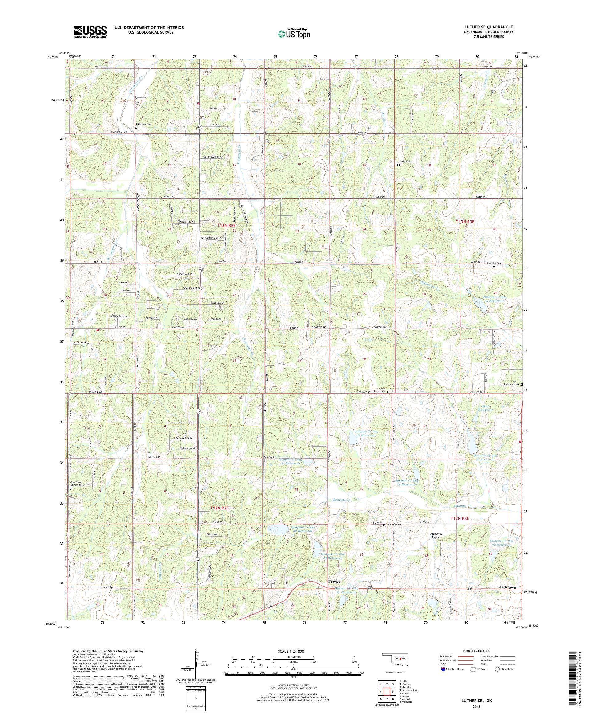 Luther SE Oklahoma US Topo Map – MyTopo Map Store